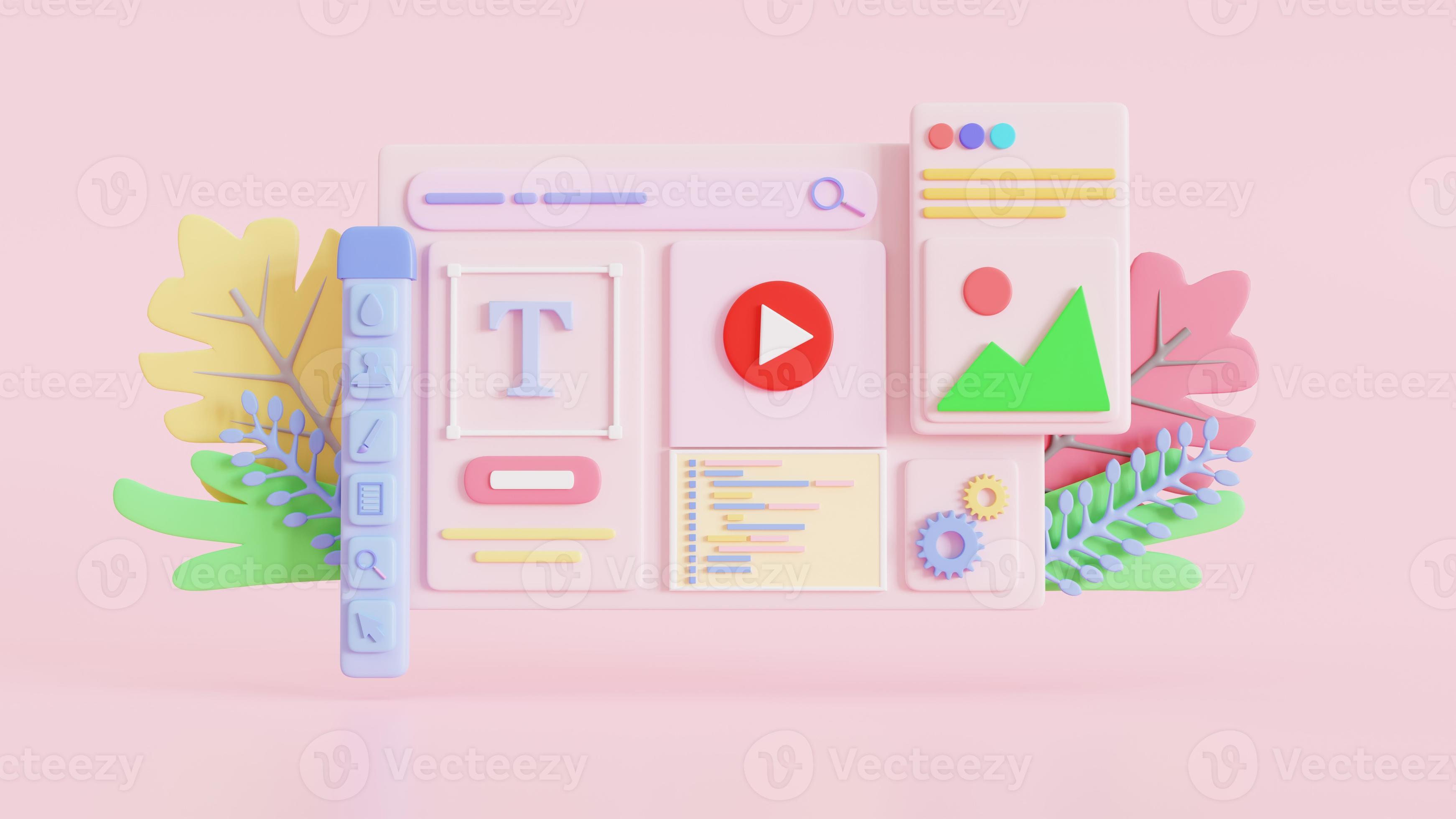 Web UI-UX design, web development concept. Web design, application design, coding, SEO ...