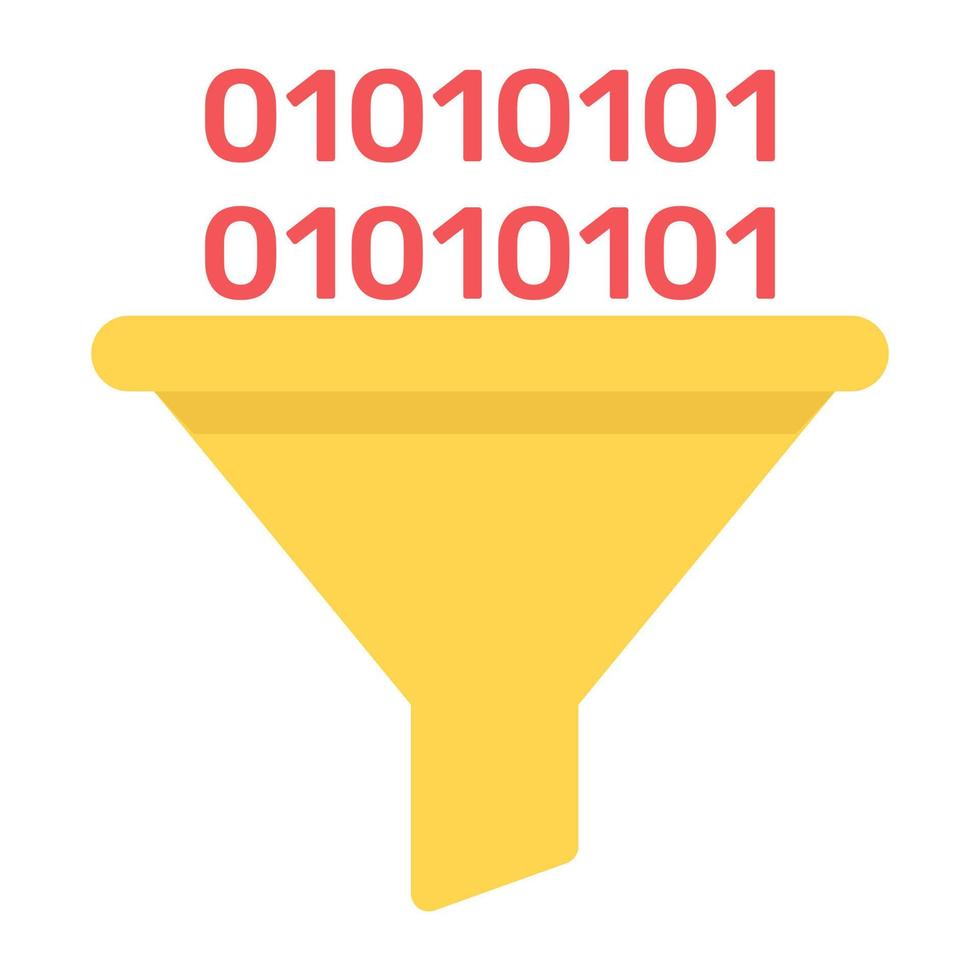 Funnel With Binary Coding Denoting Flat Icon Of Code Filtration 6608867 Vector Art At Vecteezy