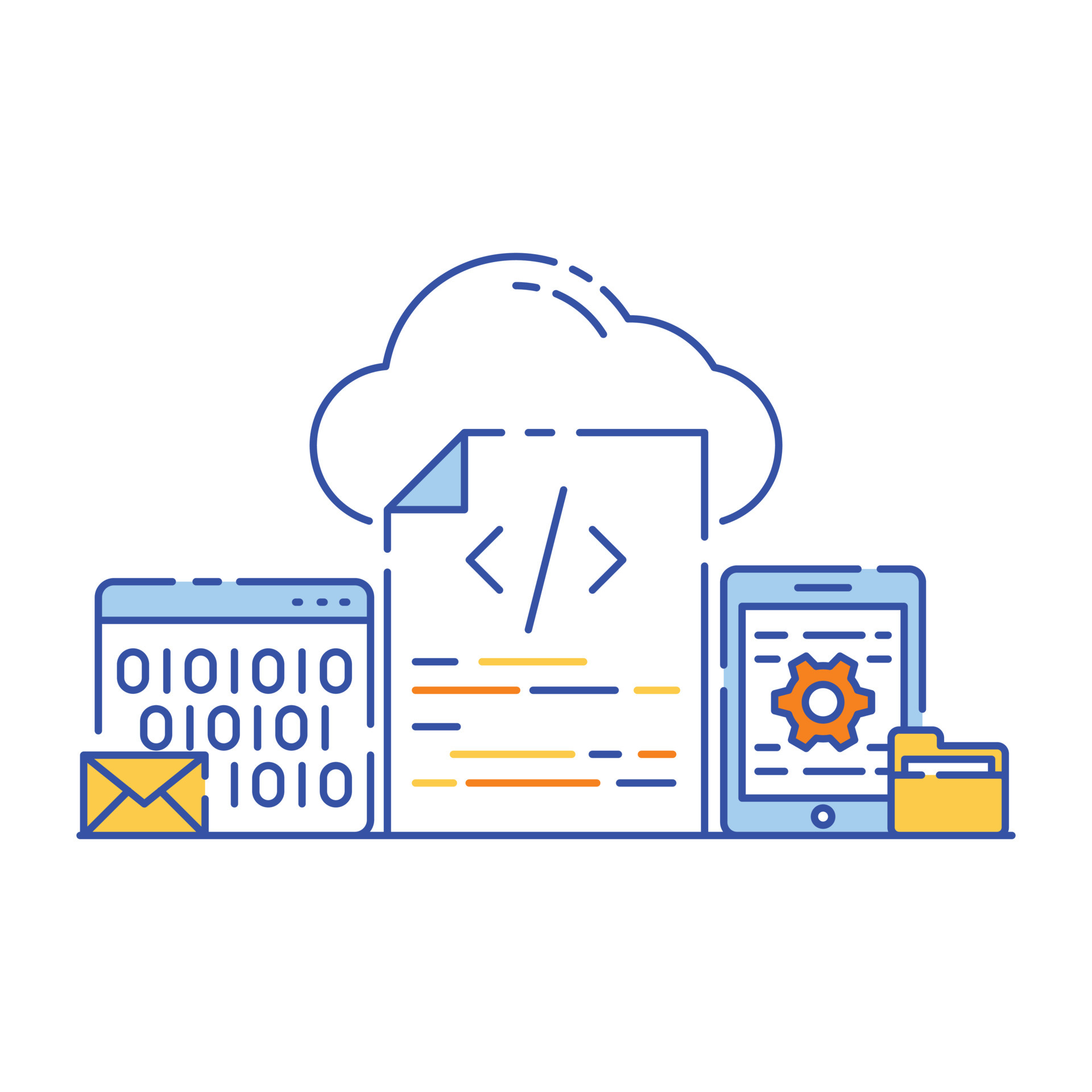 Flat illustration design of cloud coding, web programming 6610855 ...