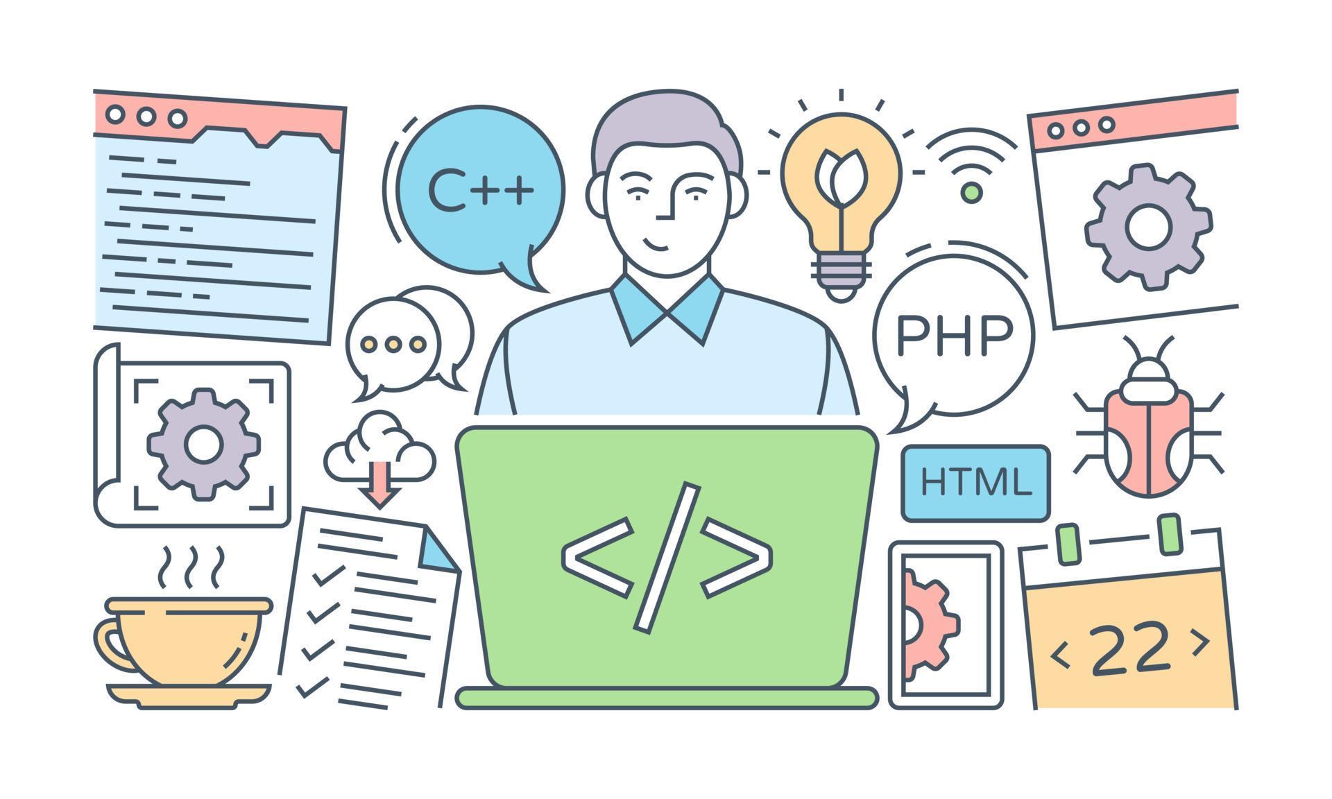 A banner of social media designed with flat linear illustration 6611007 ...