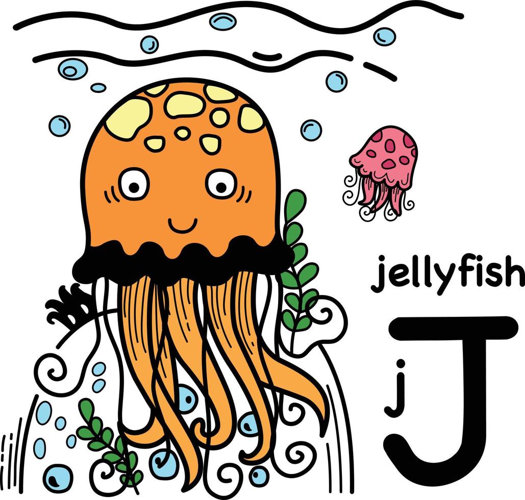Hand drawn.Alphabet Letter J-jellyfish 6618036 Vector Art at Vecteezy