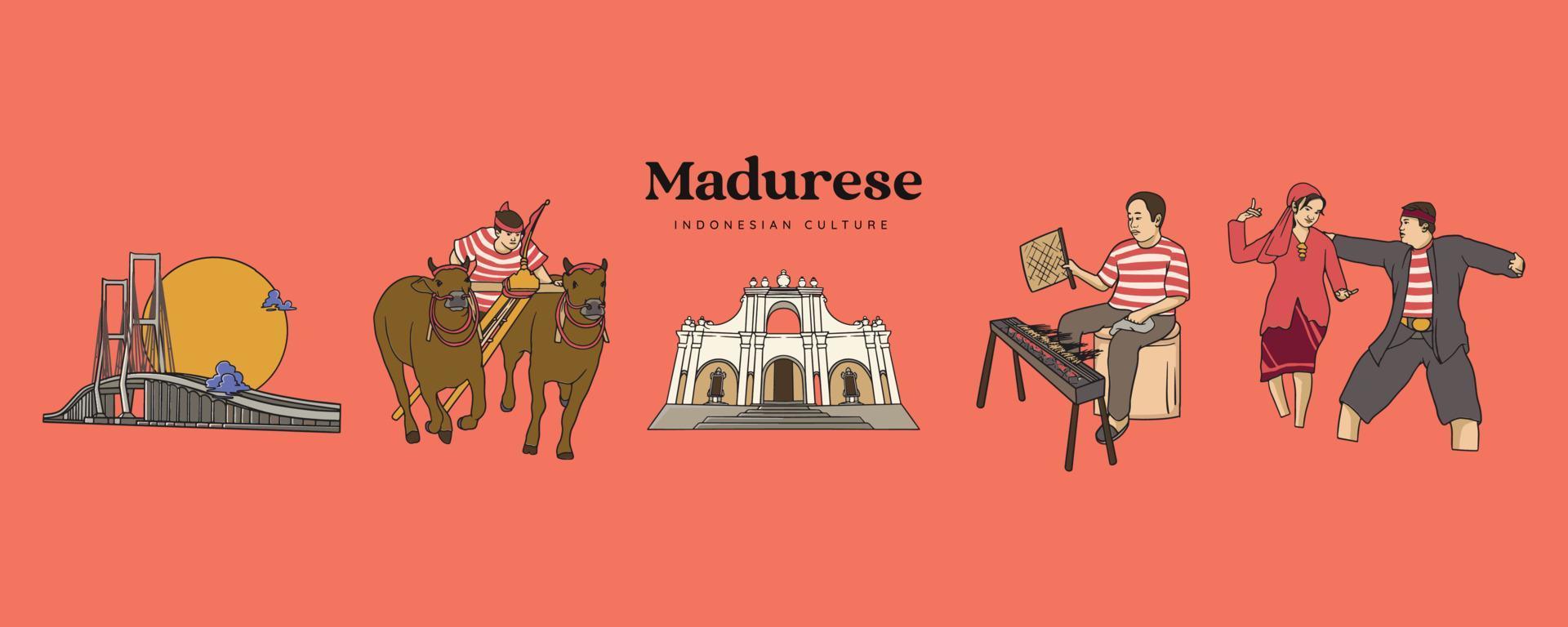 Set Madura Illustration Hand Drawn Indonesian Cultures Background 6622068 Vector Art At Vecteezy