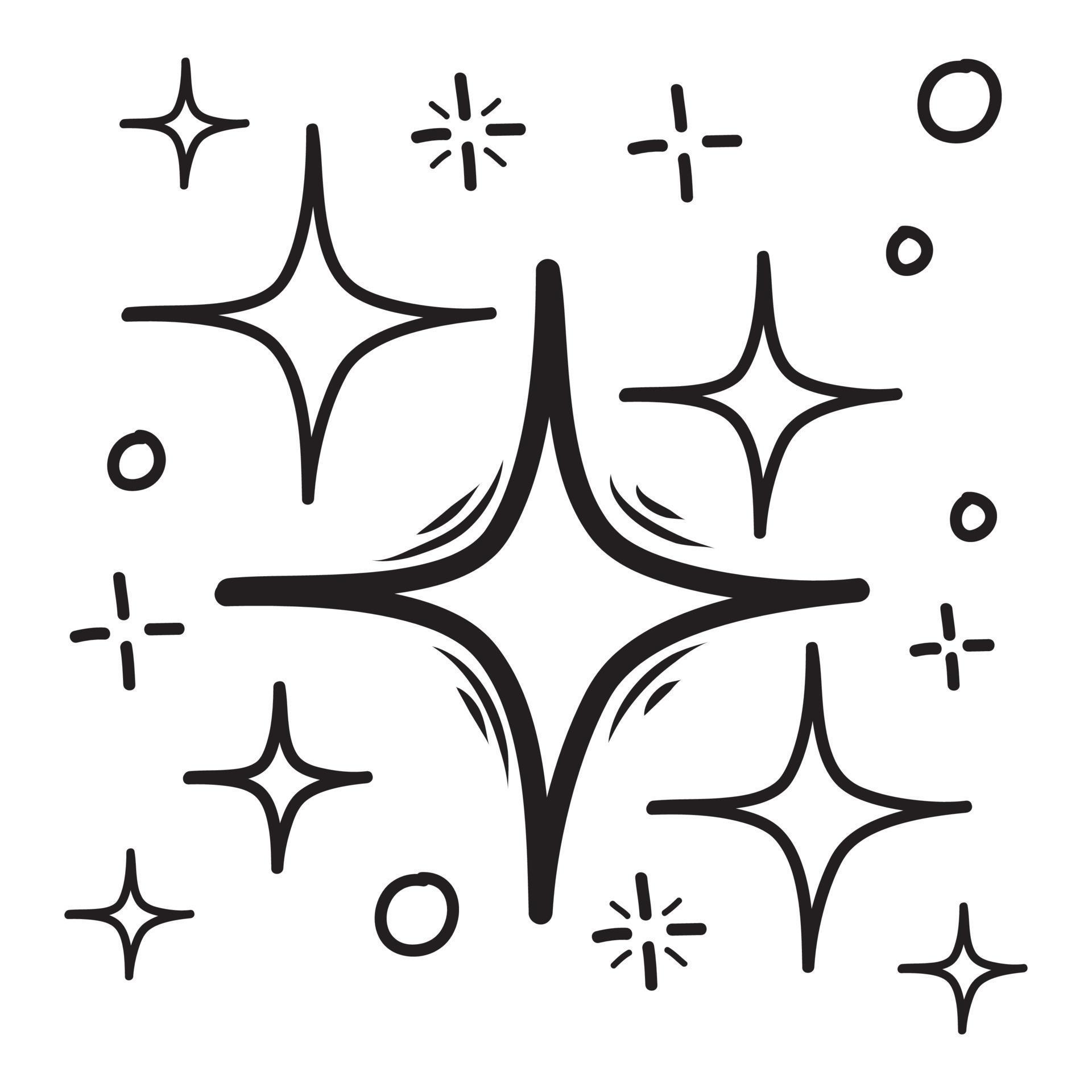 doodle set of vector stars sparkle icon, clean surface icon. Glowing light effect stars and ...