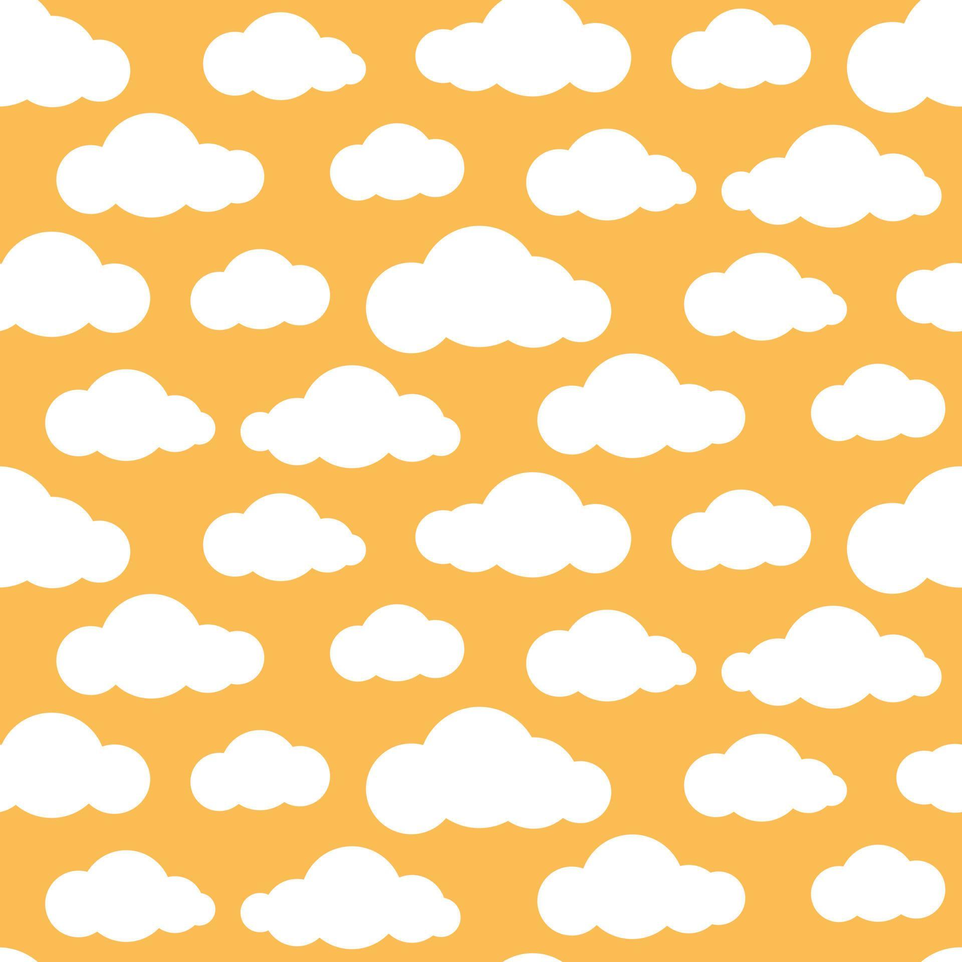 Cloud vector seamless pattern. Simple vector background in yellow and ...