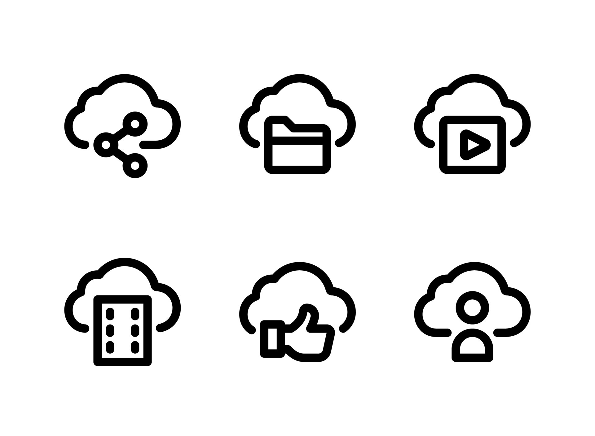 Simple Set Of Cloud Computing Related Vector Line Icons Contains Icons As Sharing Folder