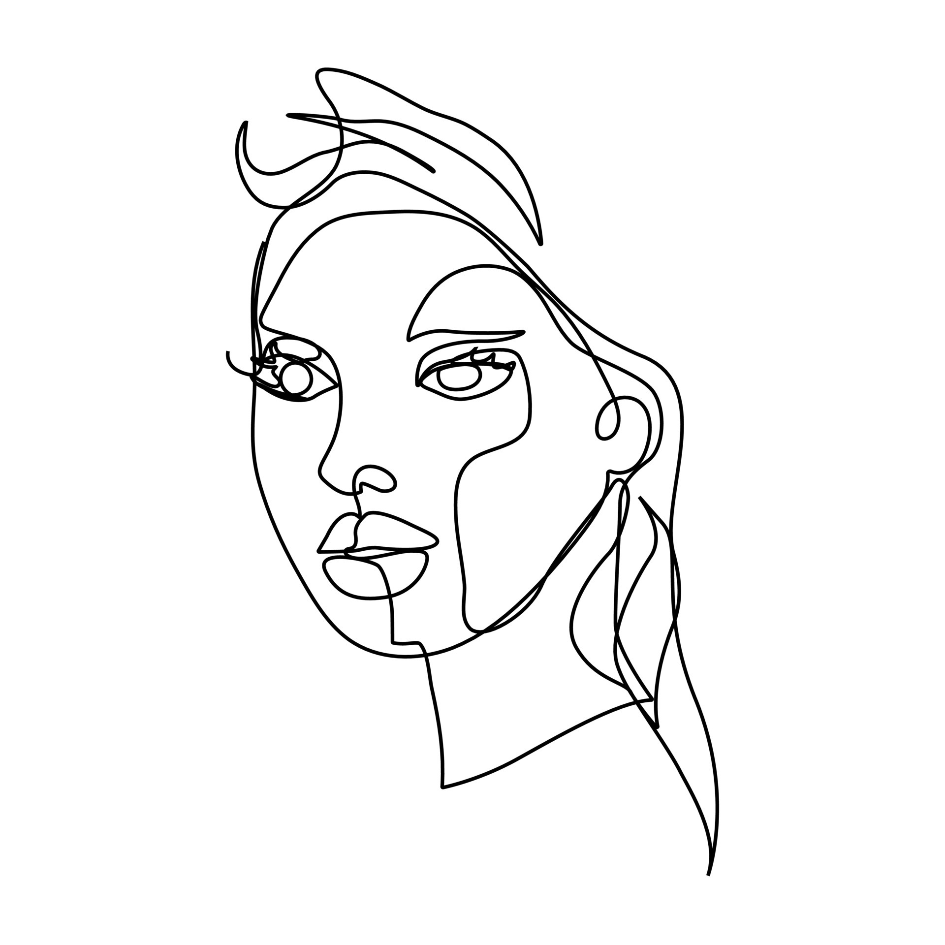beautiful female face line drawing Perfect for covers 6637753 Vector ...