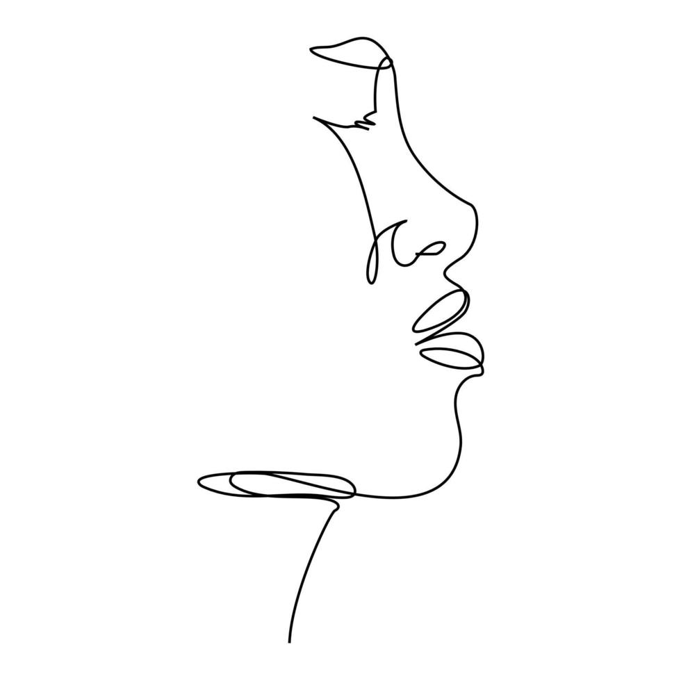 Continuous Line Drawing Abstract Woman Side View Vector Illustration