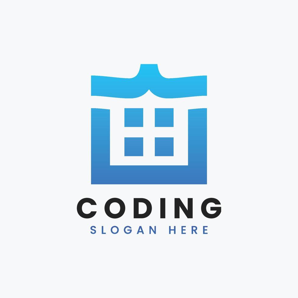 creative abstract modern programming coding logo design, colorful ...