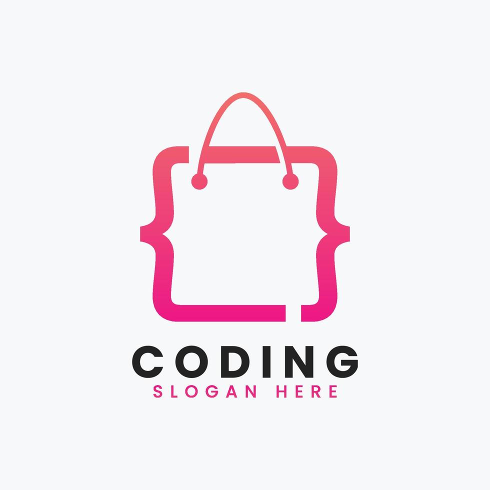 Creative Abstract Modern Programming Coding Logo Design Colorful Gradient Coding Logo Template