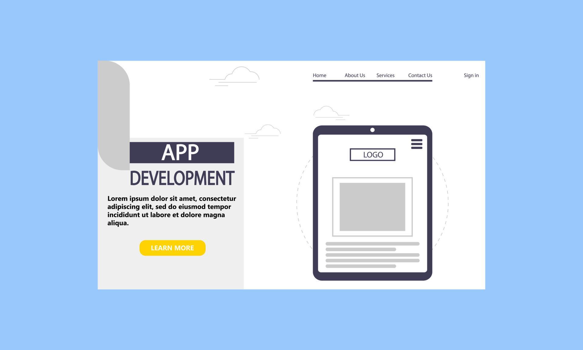 App development landing page concept illustration. Modern design ...