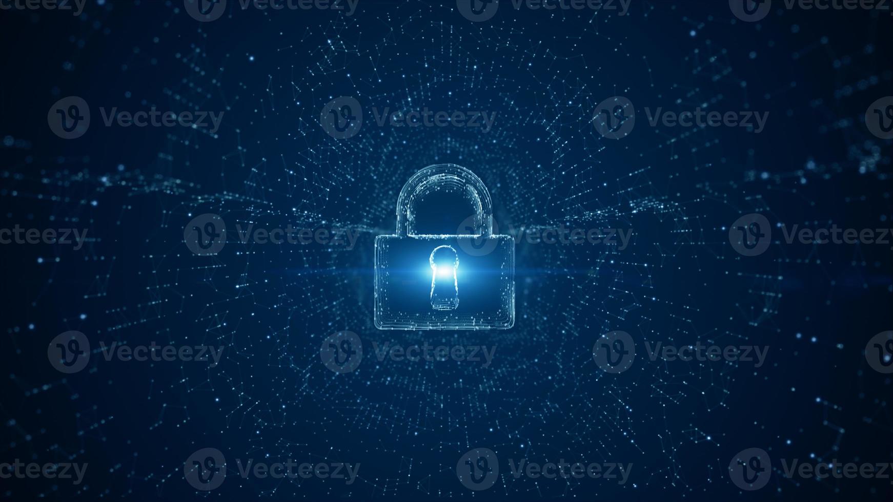 Lock Icon of cyber security. Digital data network protection. High-speed connection data ...