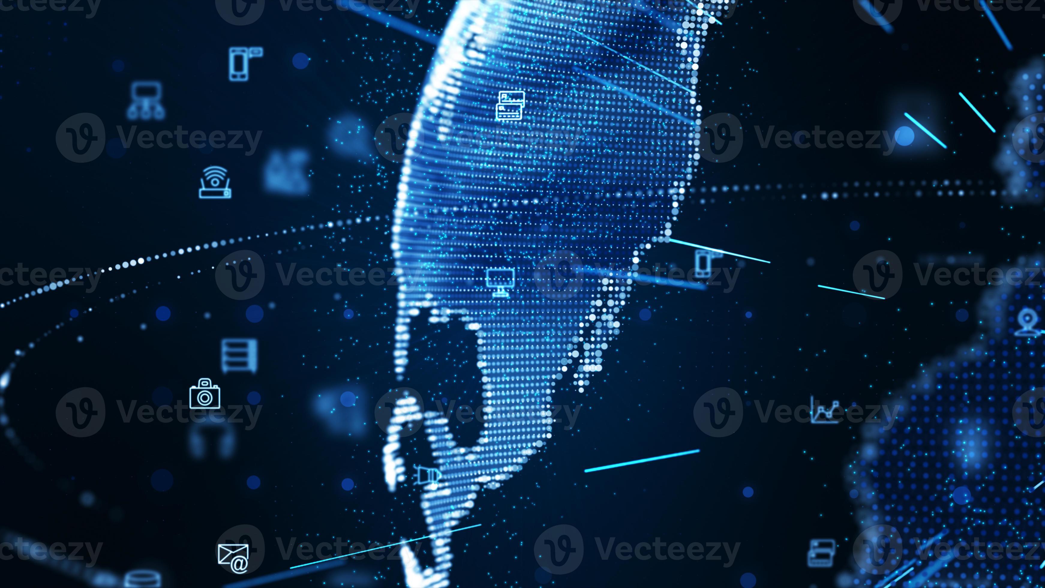 Digital Data Network Connections With Icon Of Global Communication
