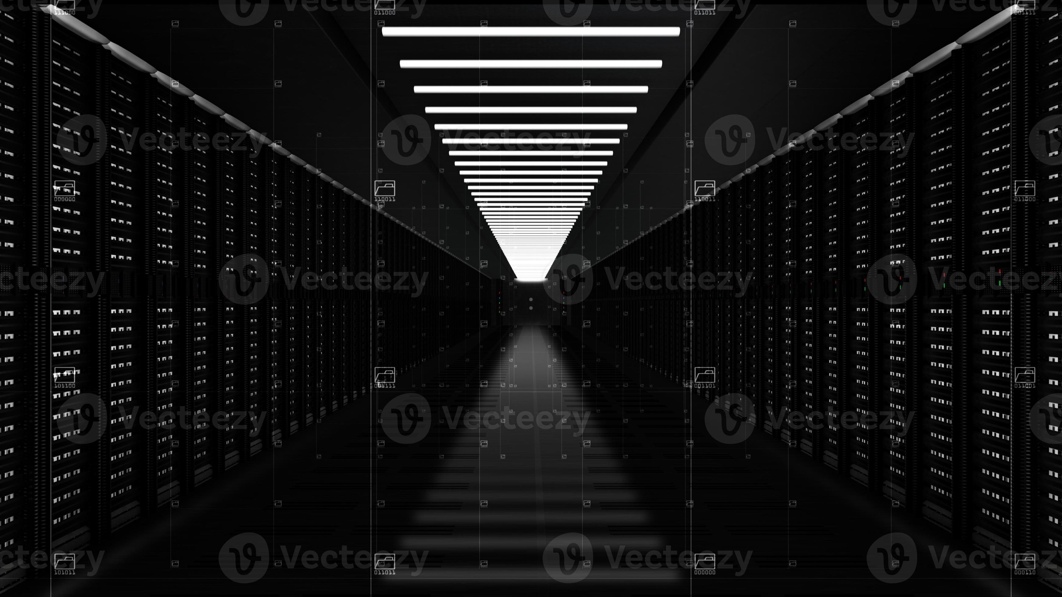 Digital Data Network Servers In A Server Room Of A Data Center Or Isp