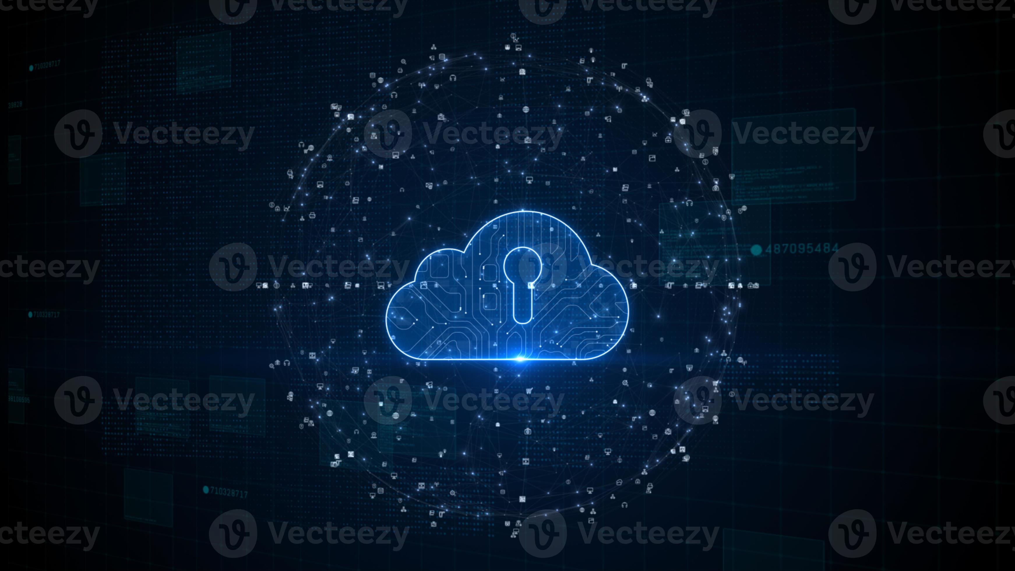 Cloud Computing Of Cyber Security Digital Data Network Protection High Speed Connection Data