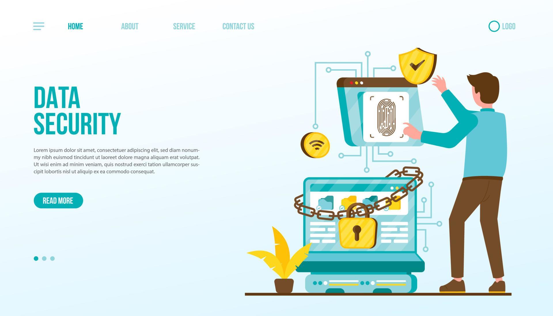 Data Security Landing Page Template 6658755 Vector Art at Vecteezy