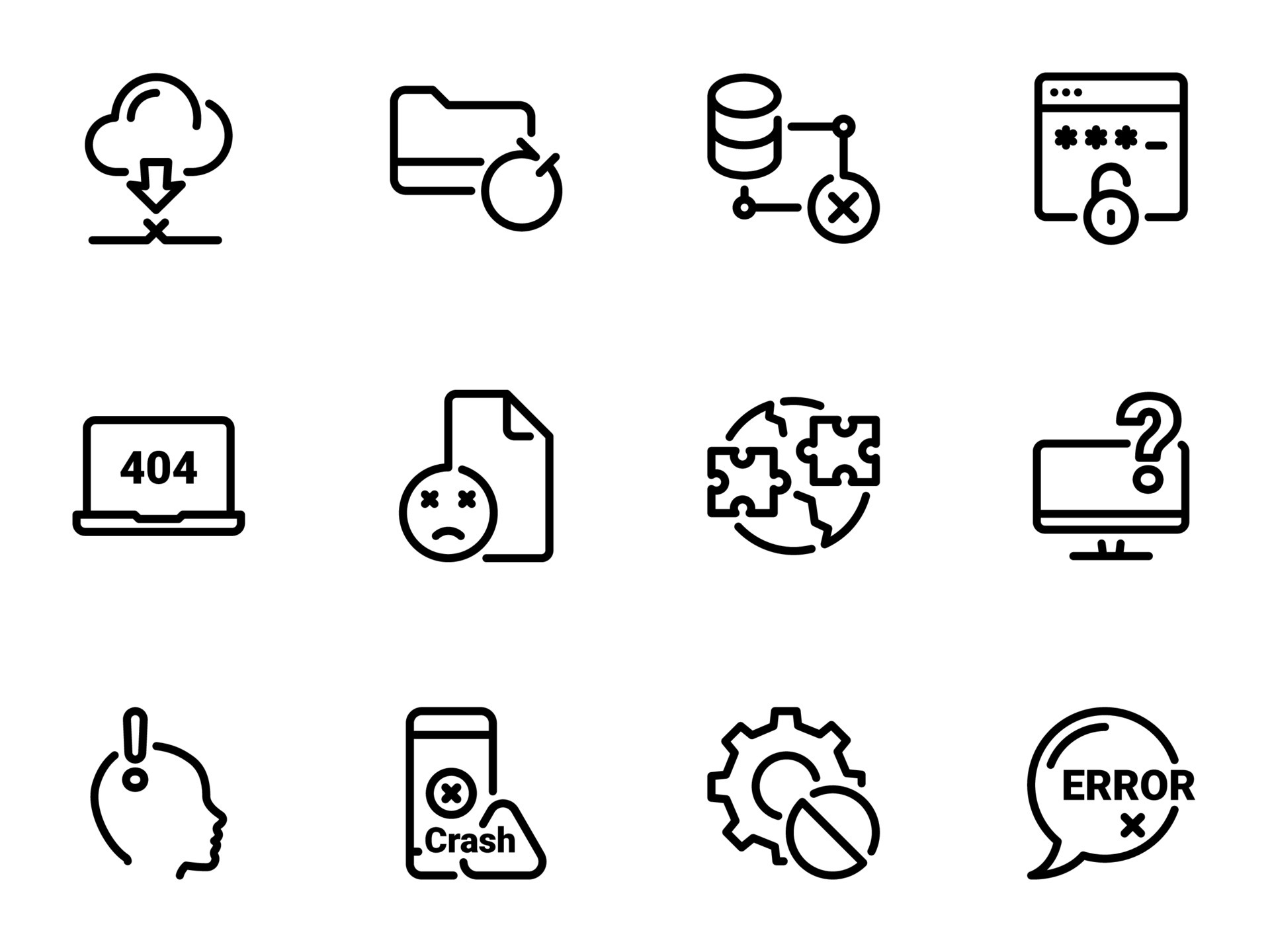 Set of black vector icons, isolated against white background ...