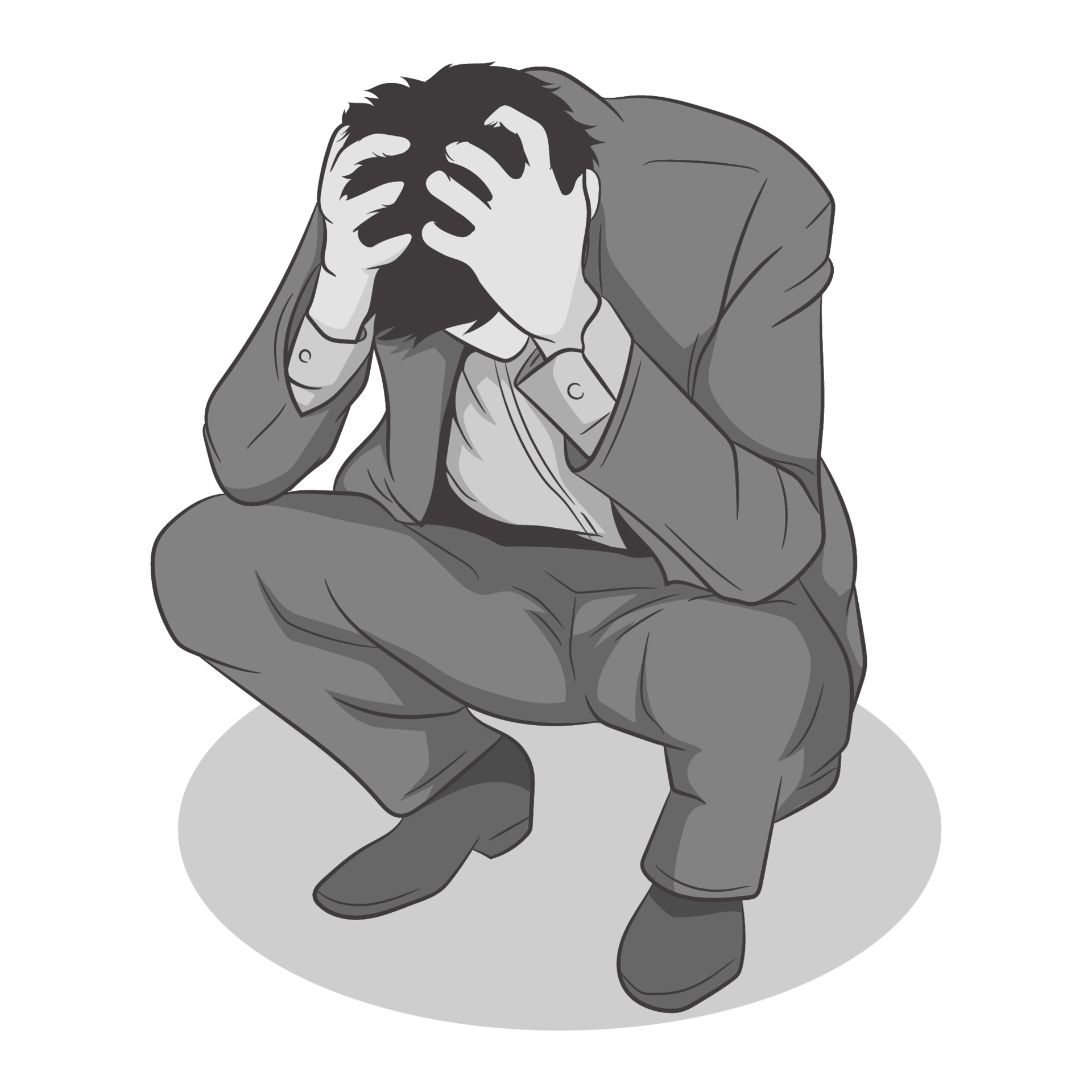 Very Sad Man Sitting Alone On White Background Depressed Young Man