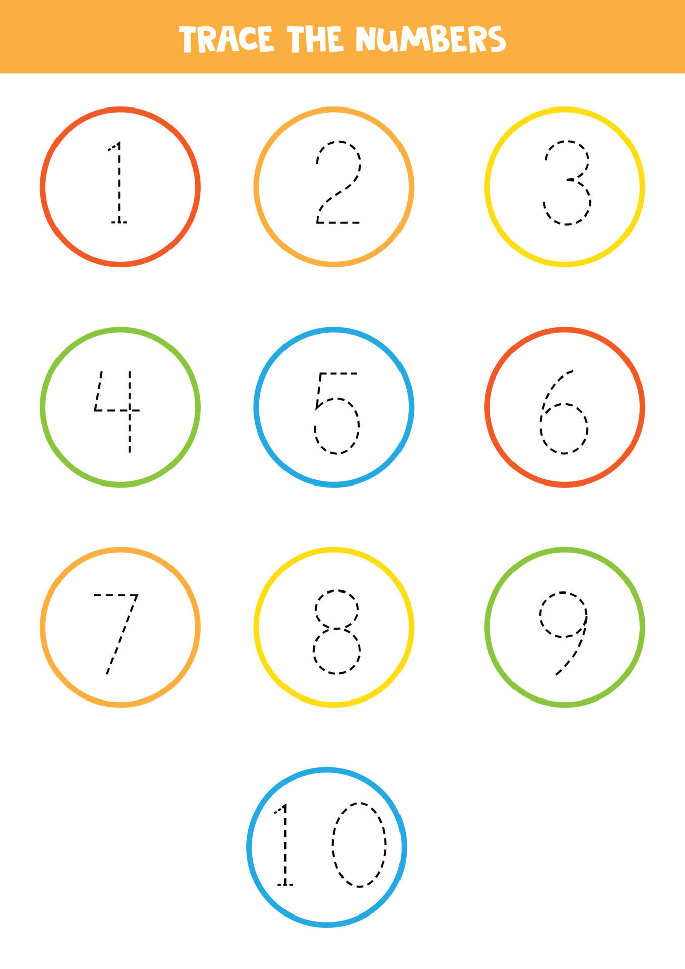 Tracing numbers from 1 to 10. Writing practice. 6681697 Vector Art at ...