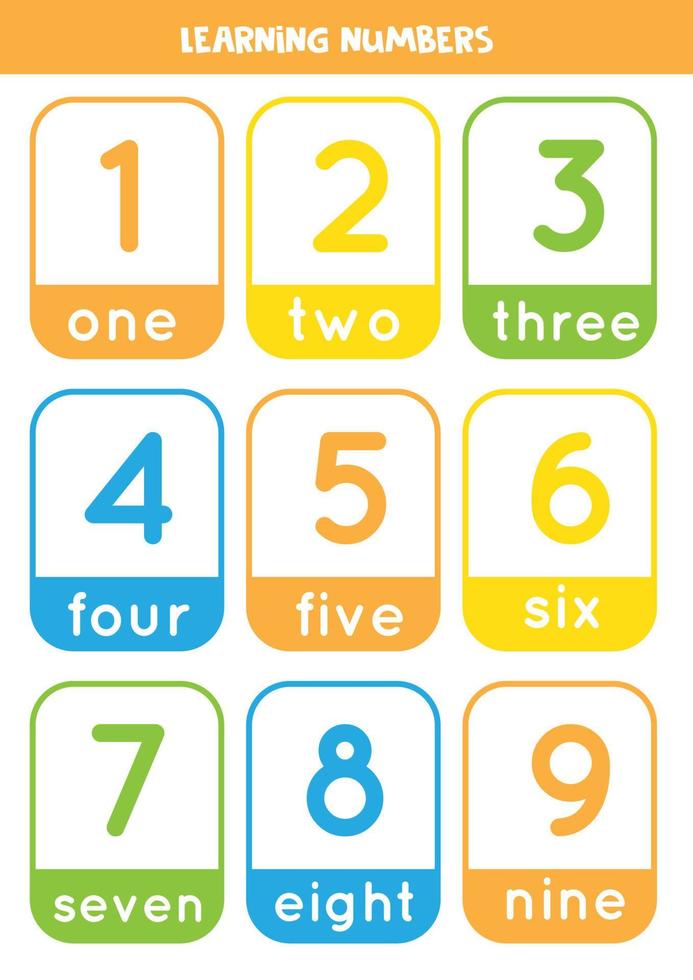 tarjetas de números de aprendizaje del 1 al 10. tarjetas de colores ...