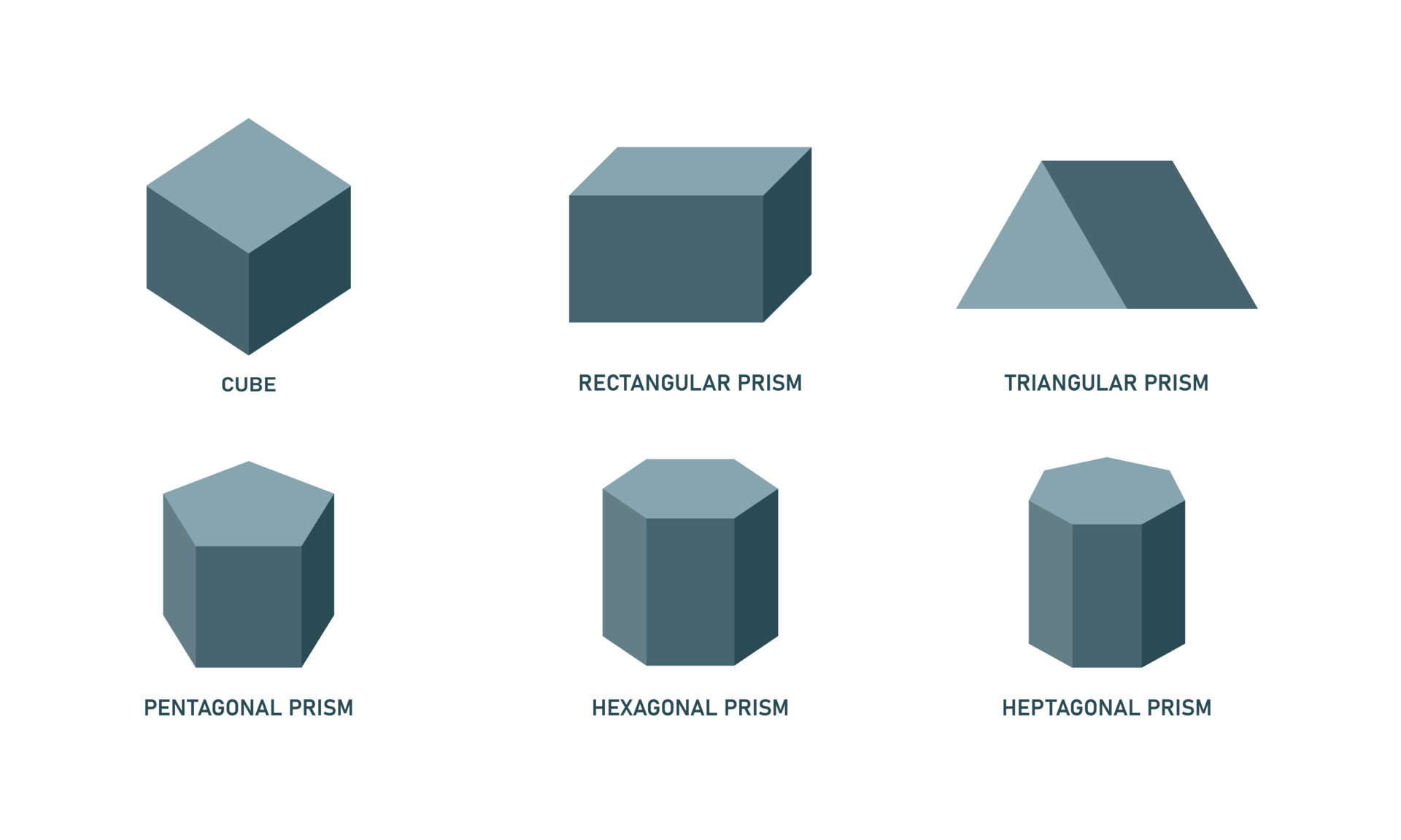 3d Prism Icon Set Geometrical Polygonal Figures Cube Rectangular