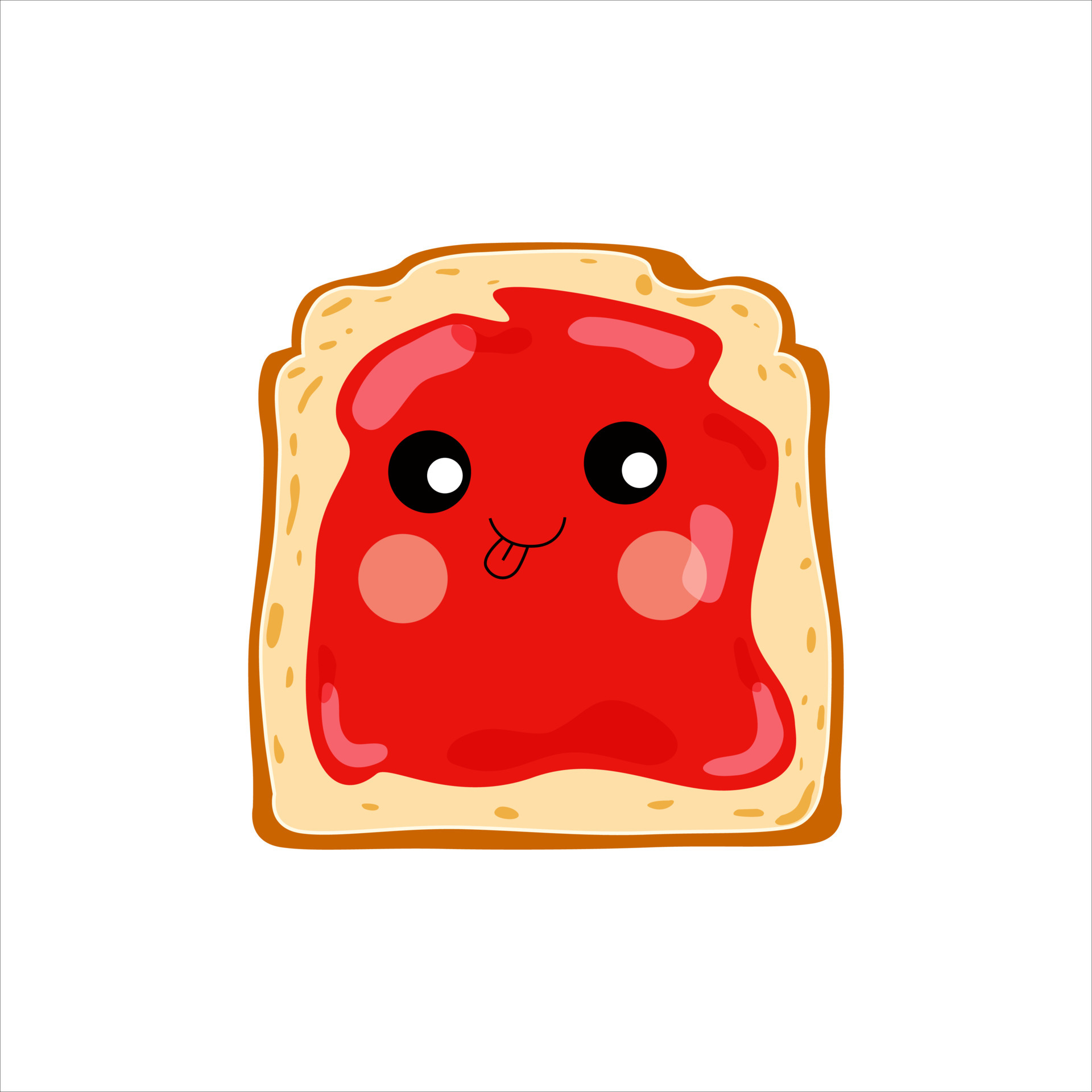 Fried Bread Toast With Strawberry Jam Jelly Paste Made In Cartoon Style Vector 6685271