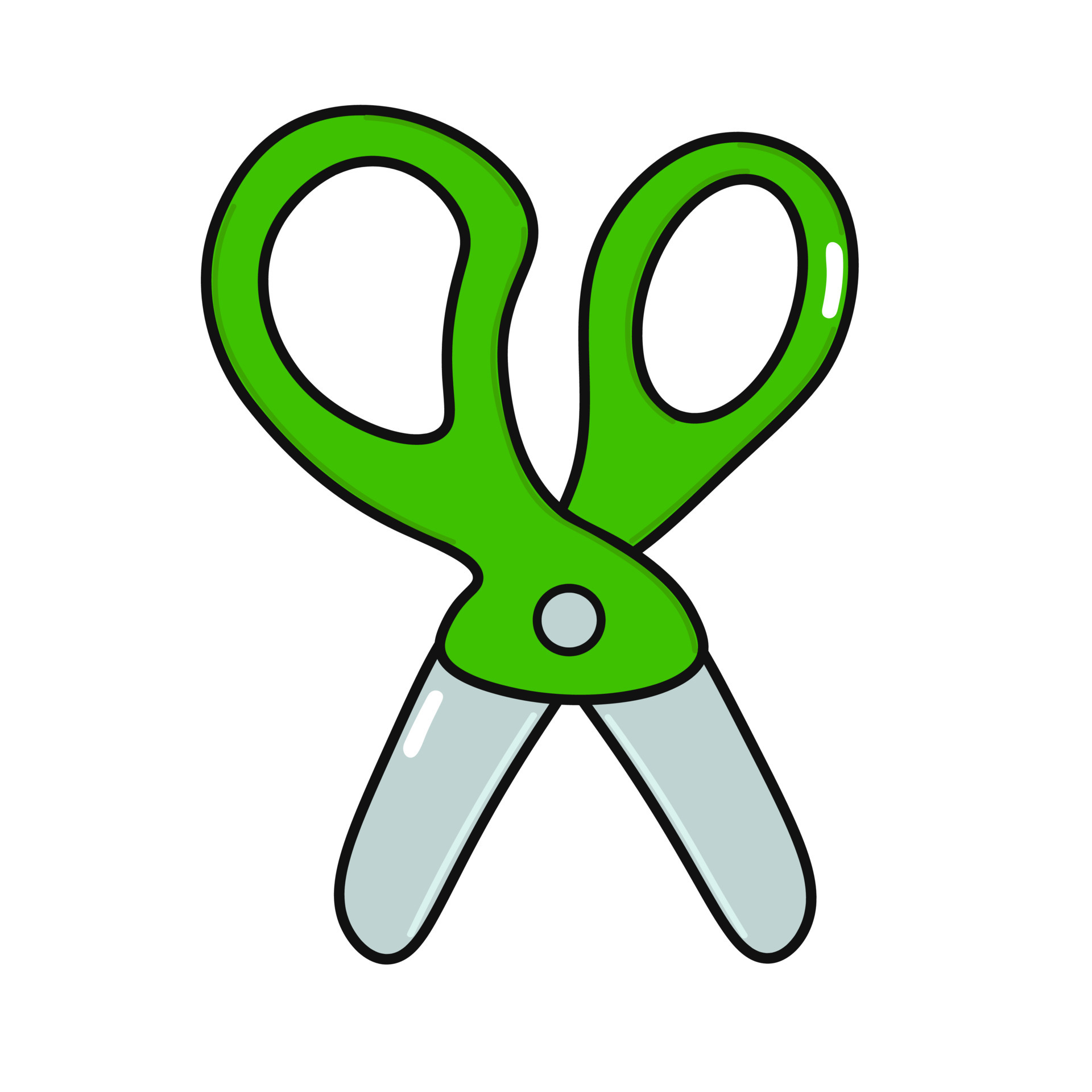 Cute Scissors Vector Hand Drawn Cartoon Kawaii Character Illustration Icon Isolated On White