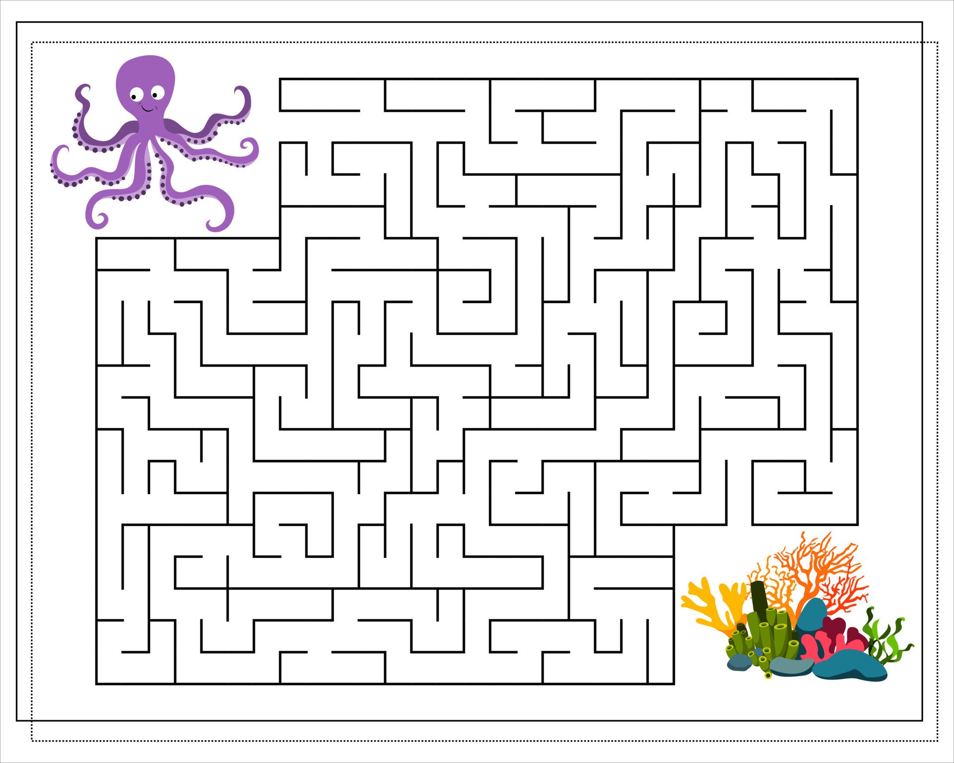 un juego de laberinto para niños. guía al pulpo a través del laberinto ... un juego de laberinto para niños. guía al pulpo a través del laberinto ...