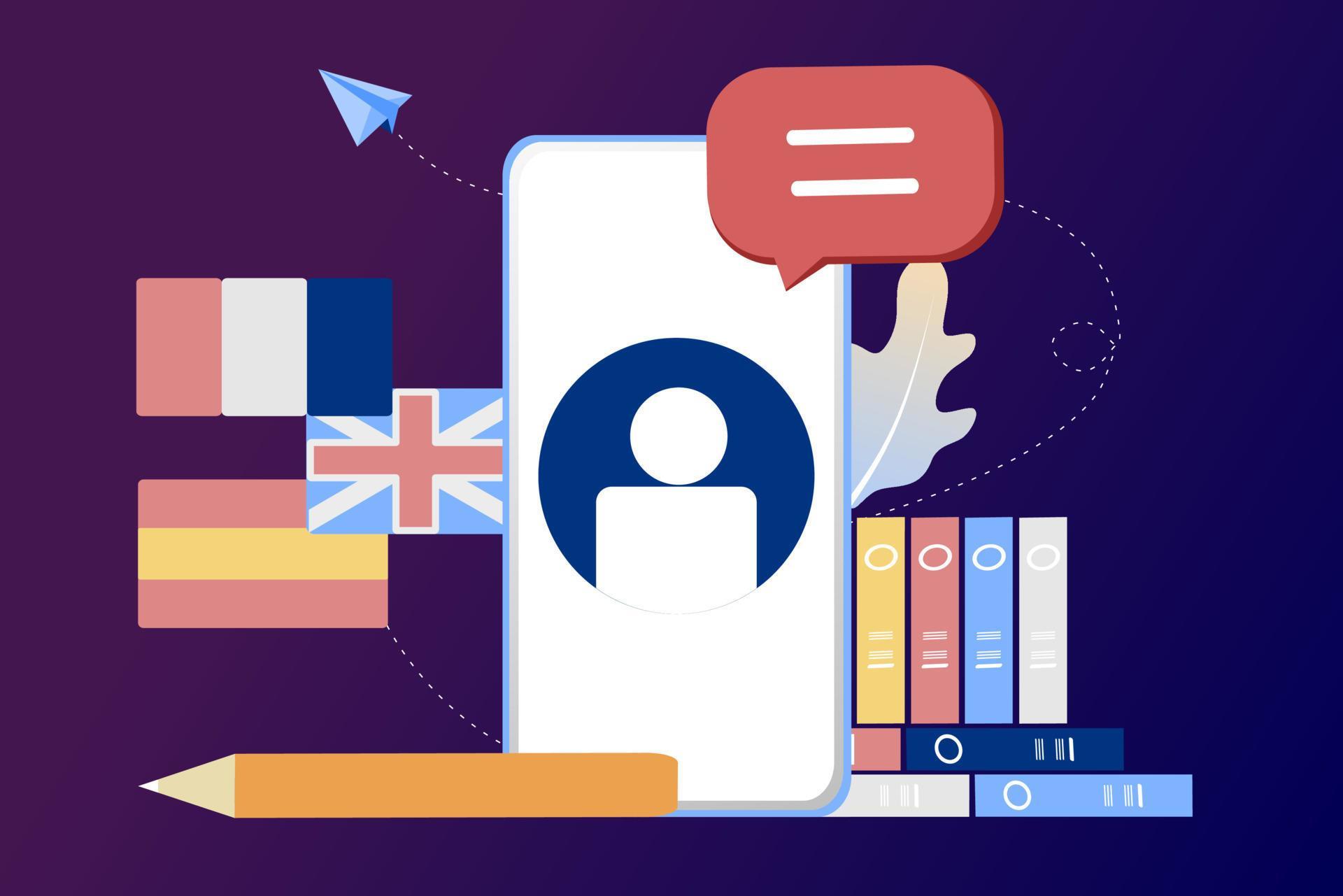 Modern 3D isometric of online languages learning, language courses ...