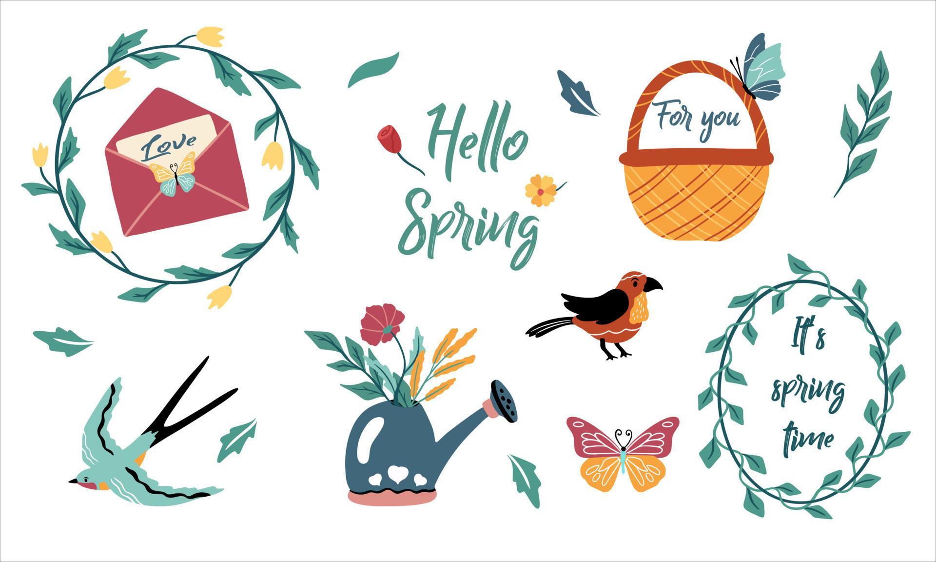 Spring set in soft colors. Elements for design. 6688340 Vector Art at ...