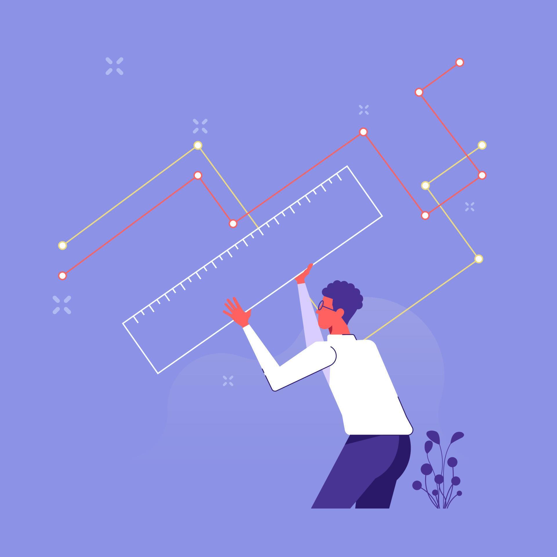 Business benchmark measurement, improvement or business growth concept, businessman using ruler ...