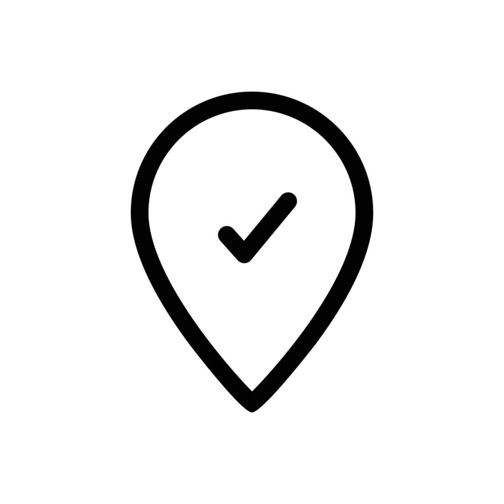 Map icon with check mark. arrive at the location. line icon style ...