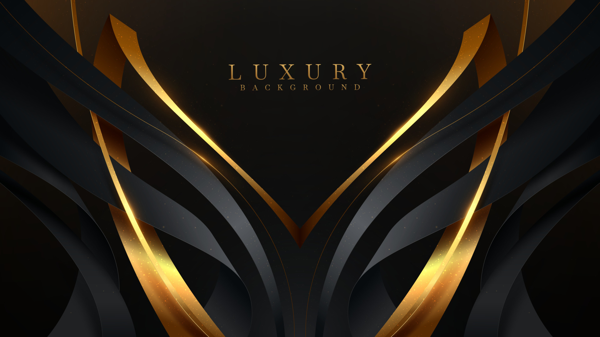 Gold Curve Line On Black Luxury Background With Glitter Light Effect Decoration 6695726 Vector