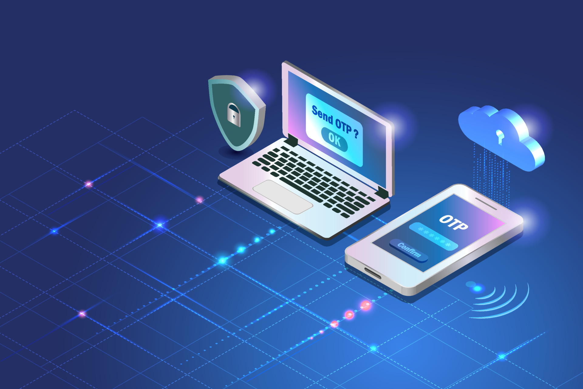 Otp One Time Password Two Factor Authentification Code On Laptop
