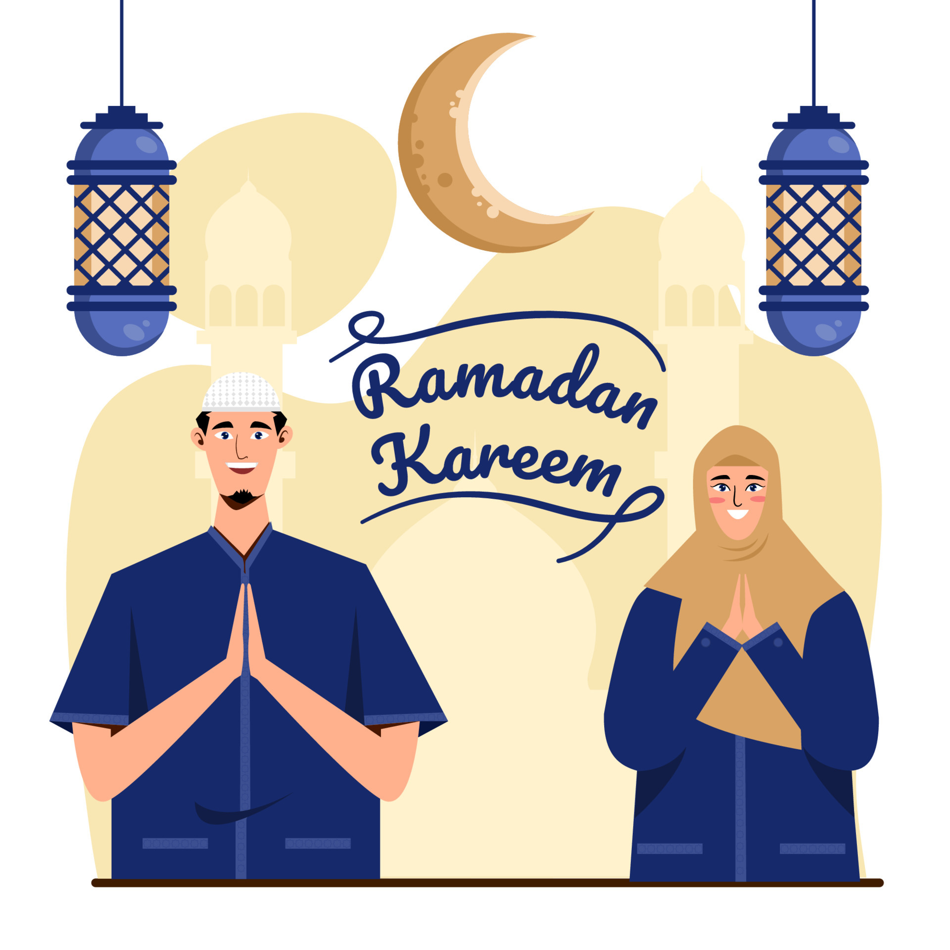 Ramadan kareem illustration people celebration 6697670 Vector Art at ...