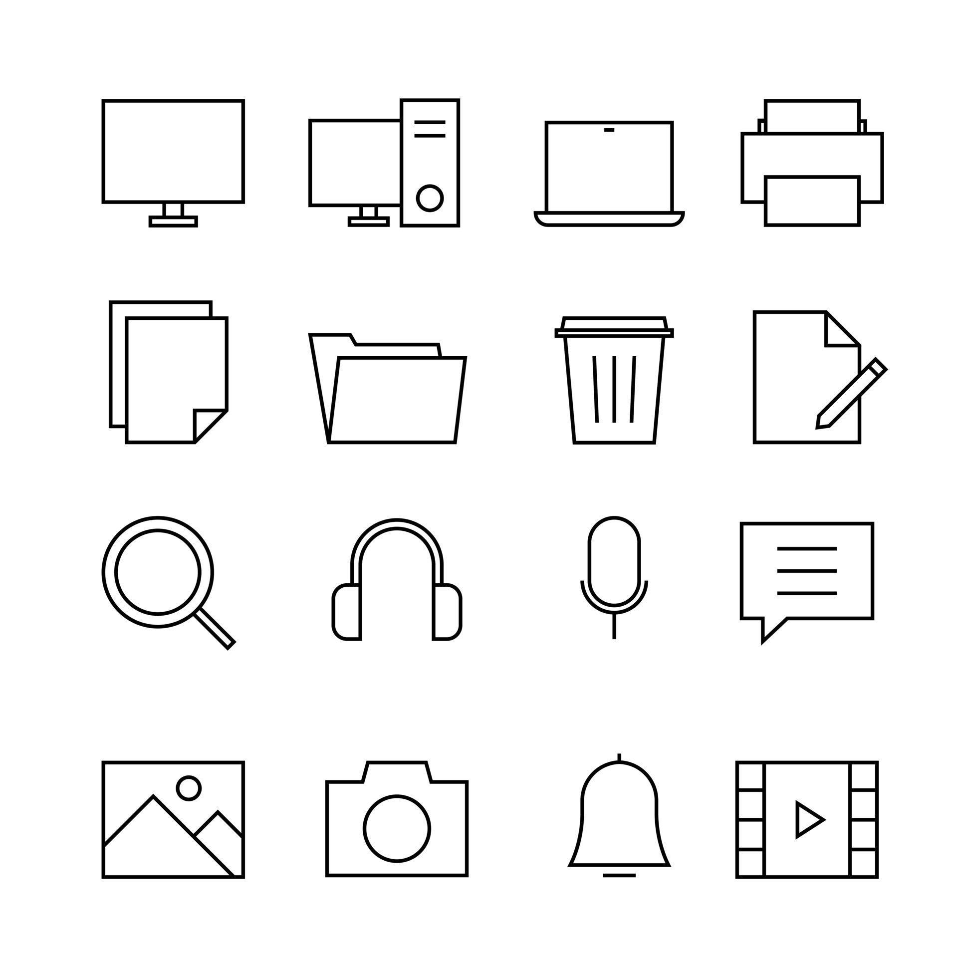 Essential icon set in outlined style. Suitable for design element of UI ...
