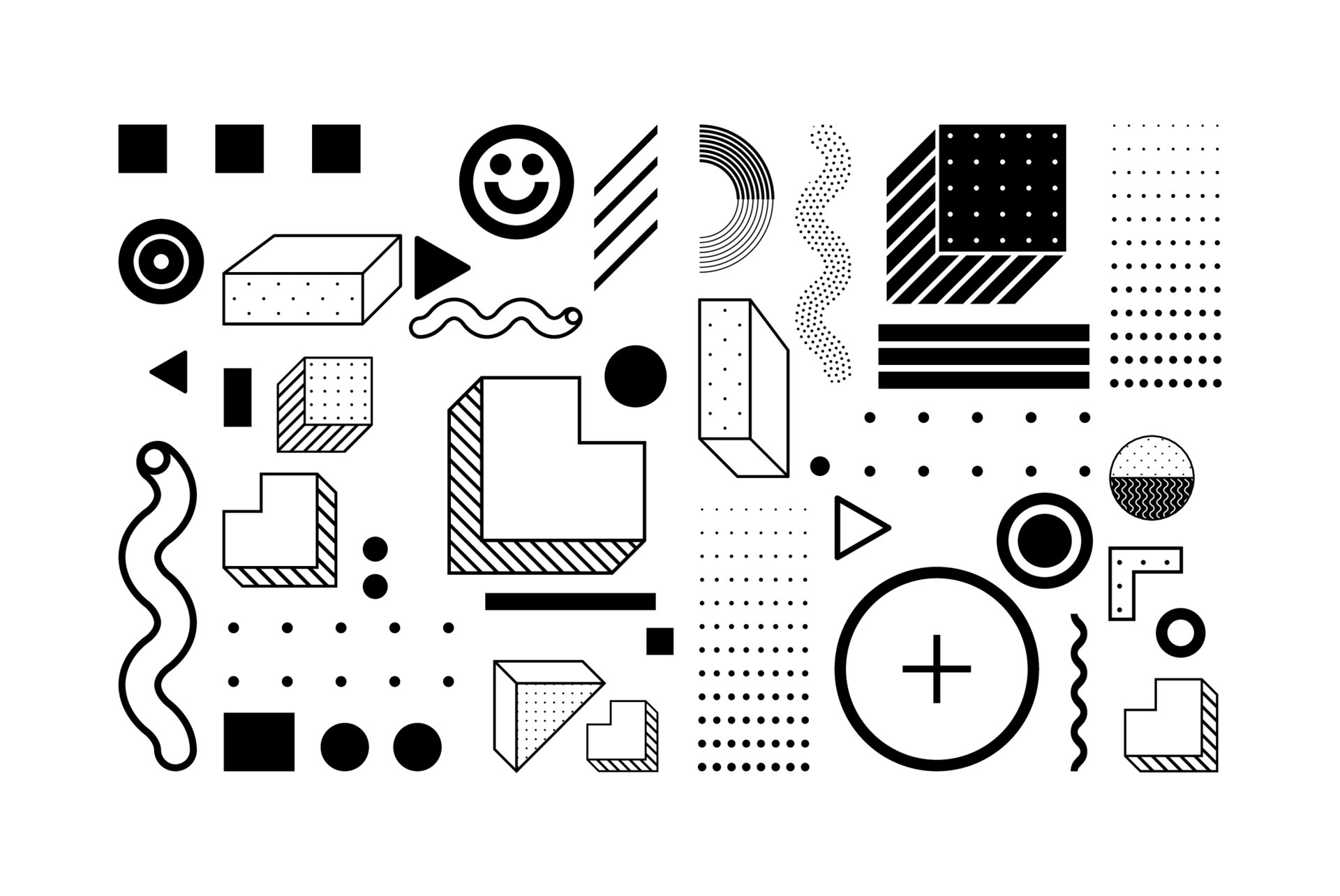 Shapes Set with Geometric Elements Composition 6699968 Vector Art at ...