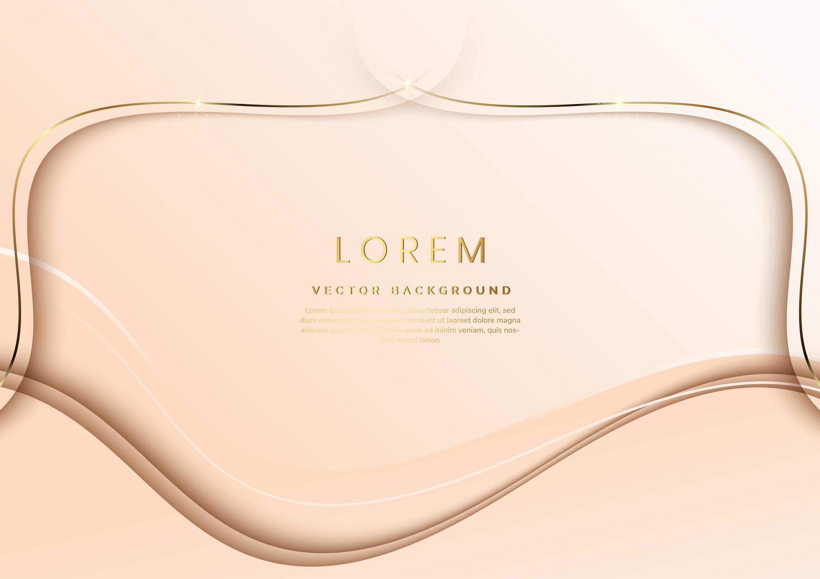 Abstract 3d template soft brown background with gold lines curved wavy ...