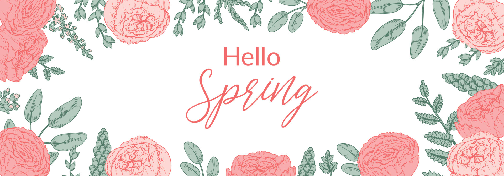 Gentle spring design with floral elements. Hand drawn vector ...