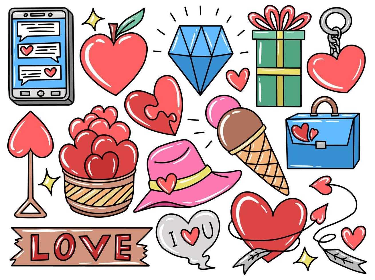 Valentine Day Clip Art Collection Doodle 6721845 Vector Art at Vecteezy