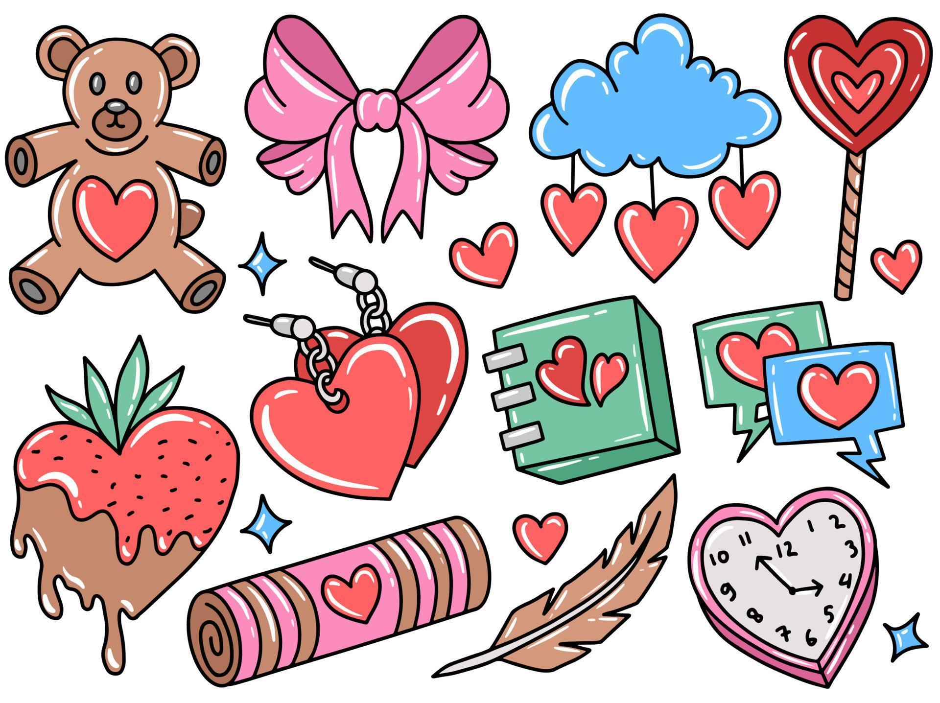 Valentine Day Clip Art Collection Doodle 6721846 Vector Art at Vecteezy