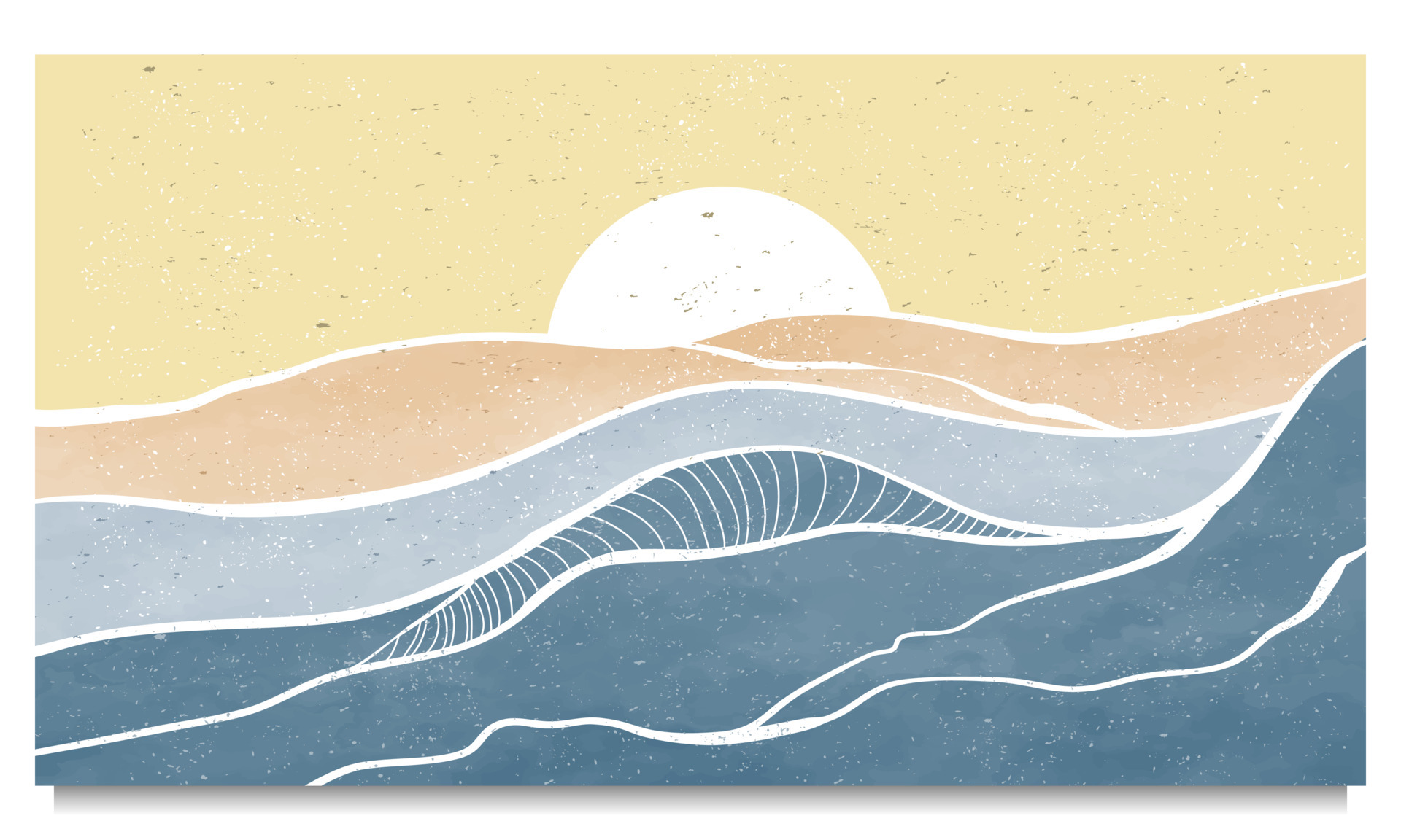 set of creative minimalist modern line art print. Abstract ocean wave contemporary aesthetic ...