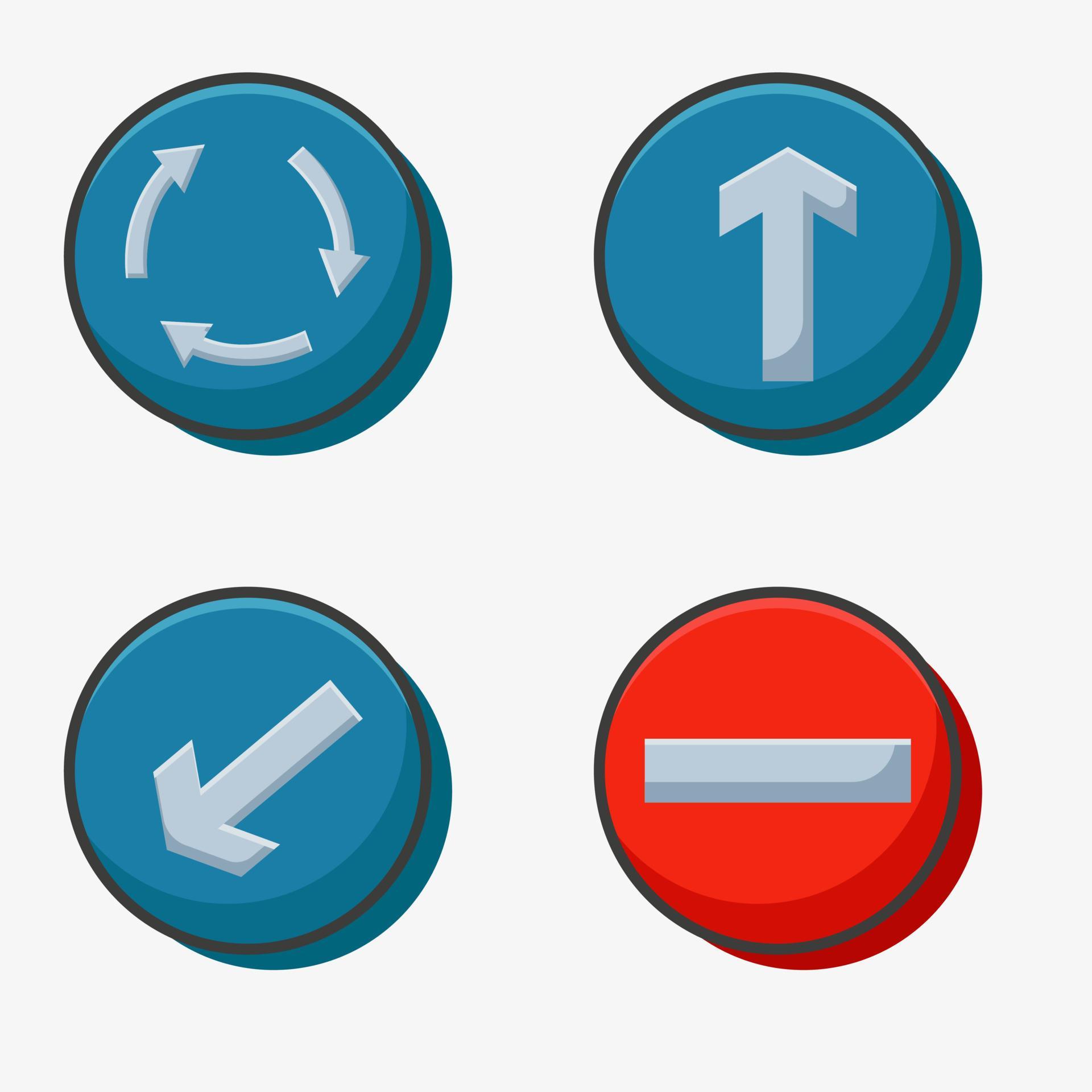 Set of traffic sign part 2 on a white background. Flat vector ...