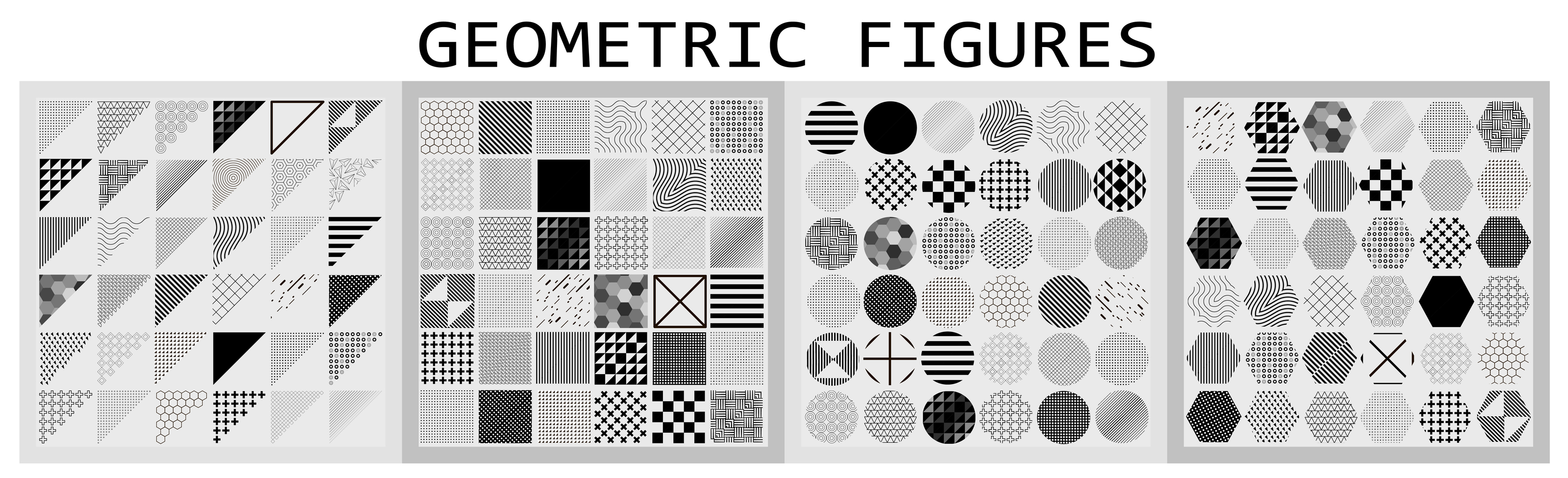 Various geometric shapes with different patterns - Vector 6731177 ...