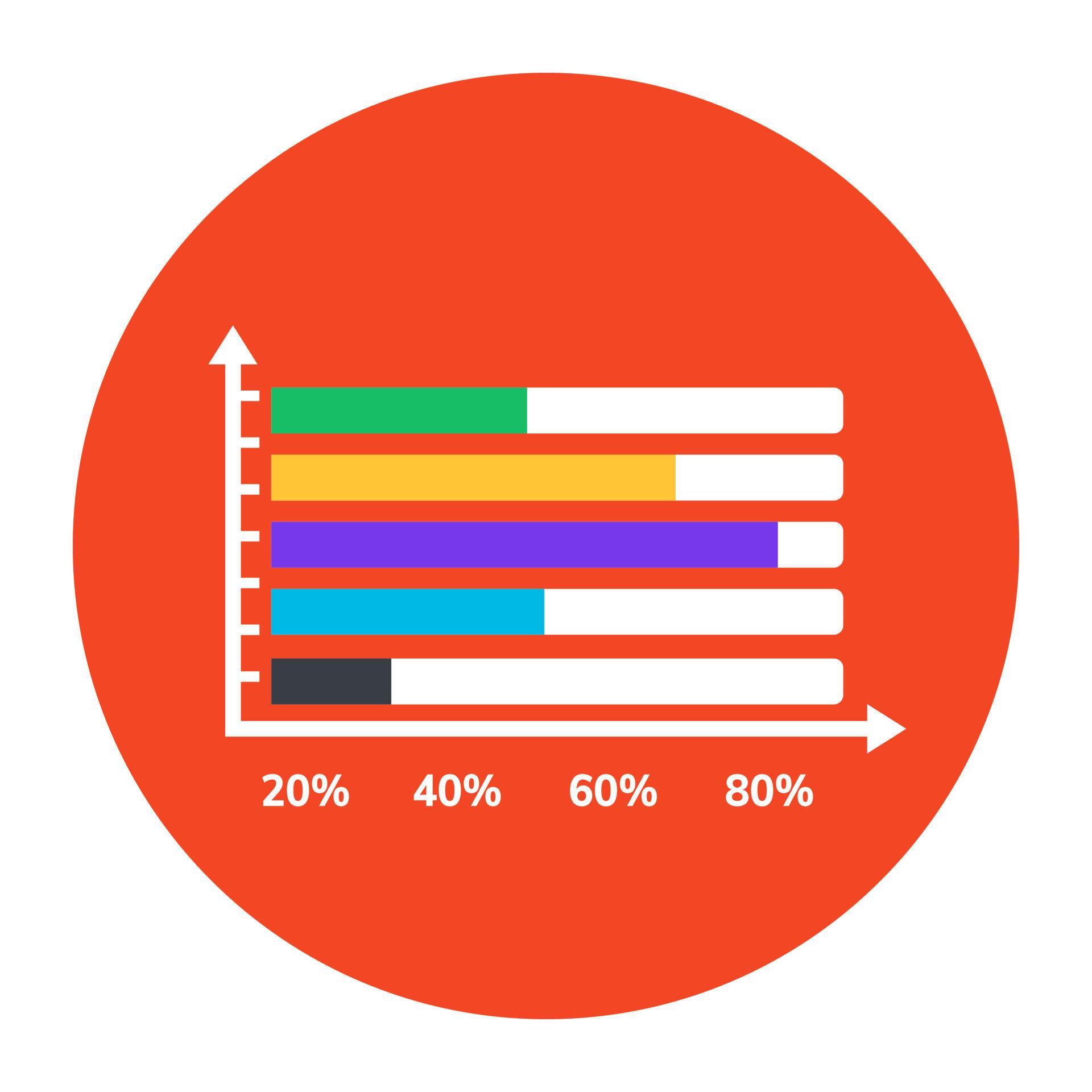 Data Analytics Flat Rounded Icon Of Horizontal Bar Chart 6742434