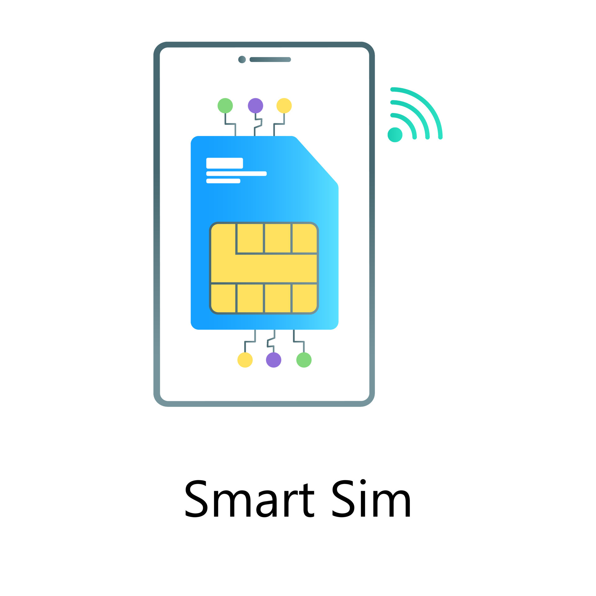 Flat gradient vector of smart sim, network data card 6742692 Vector Art ...