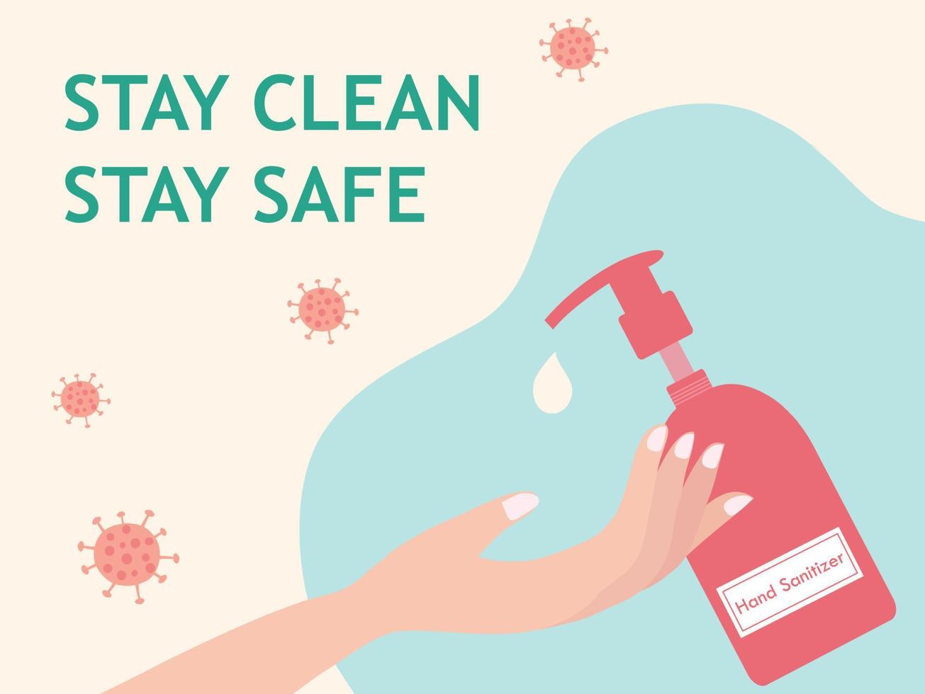Stay clean stay safe, hands applying on hand sanitizer washing to ...