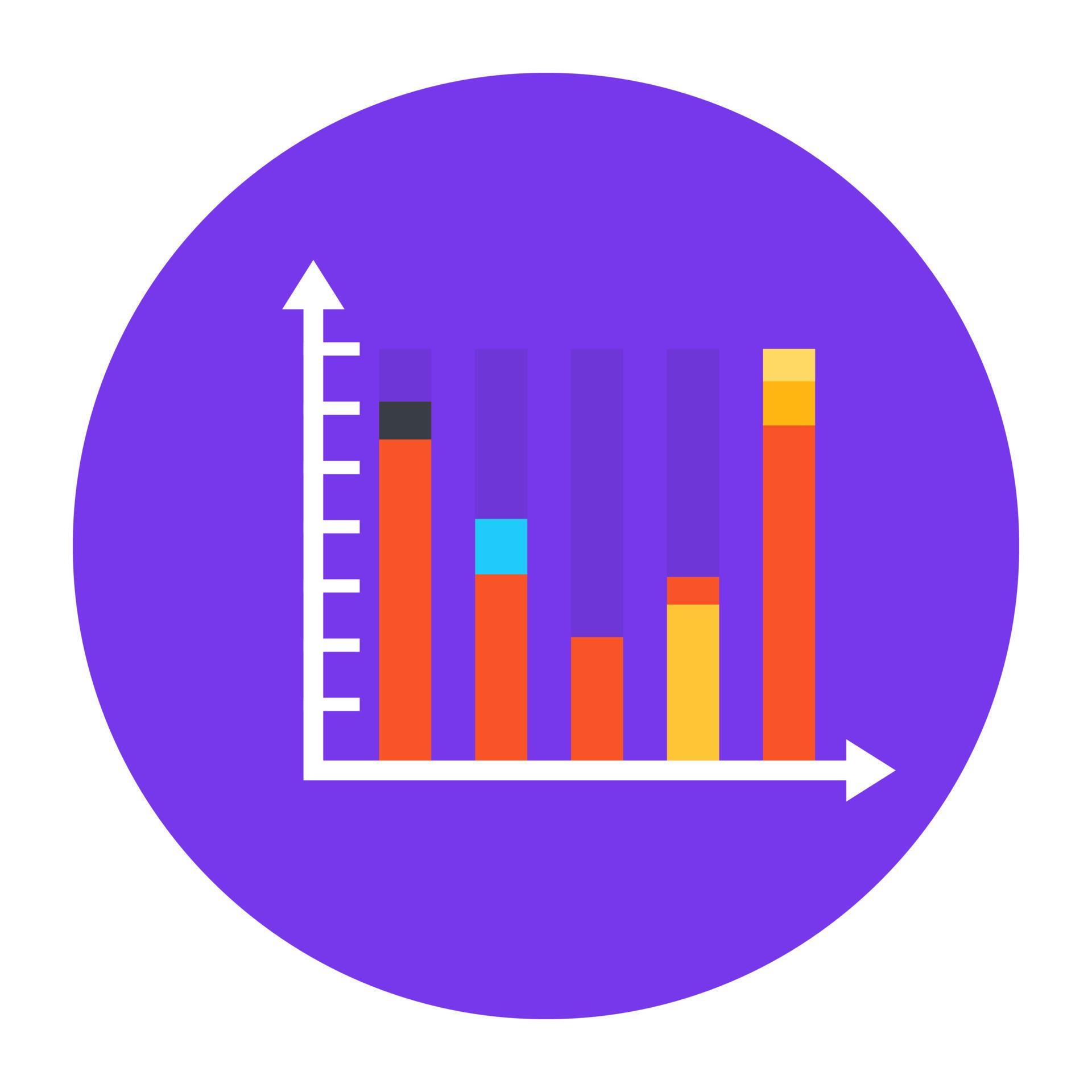 Data Analytics Flat Rounded Icon Of Vertical Chart 6746828 Vector Art