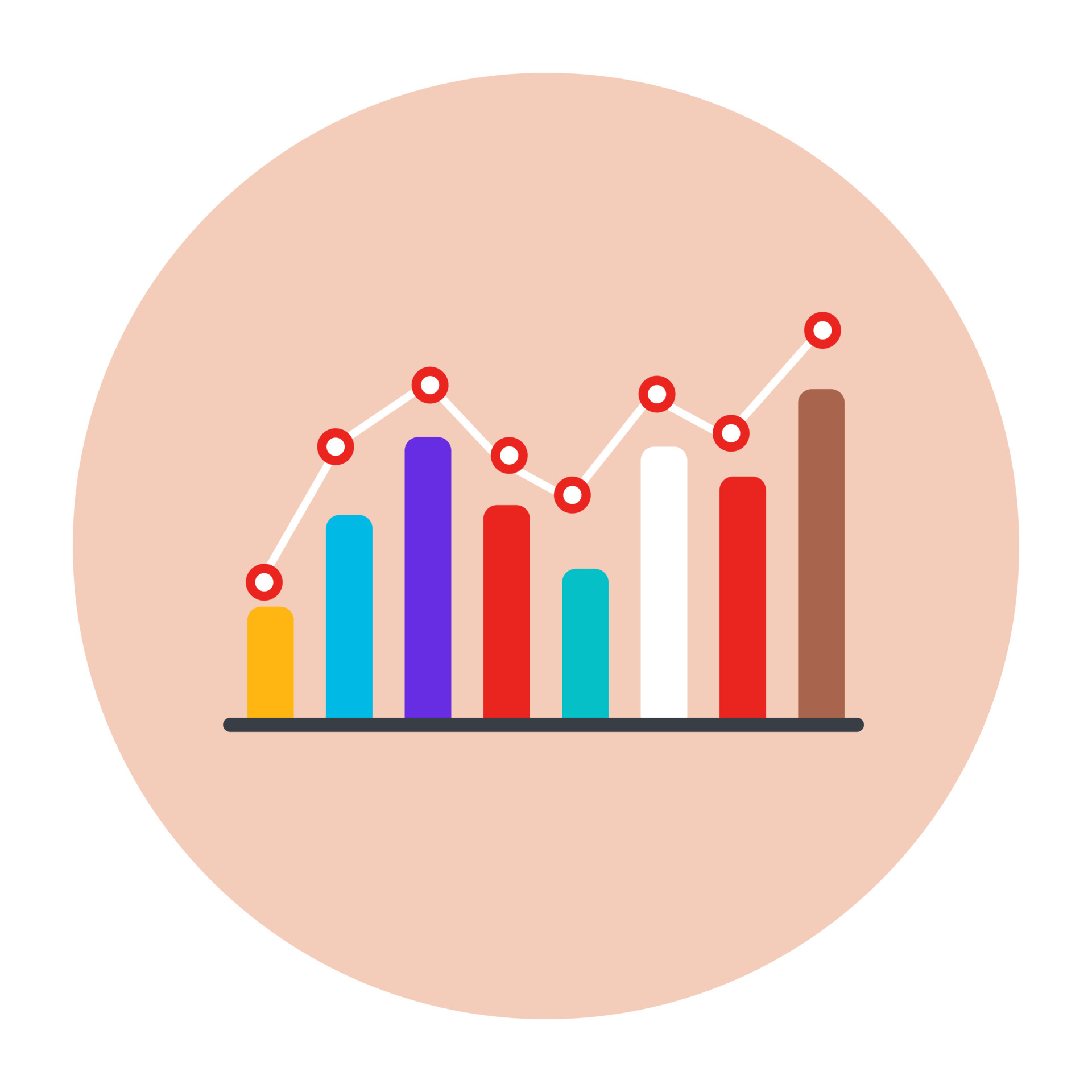 Data Analytics Flat Rounded Icon Of Vertical Chart 6746847 Vector Art