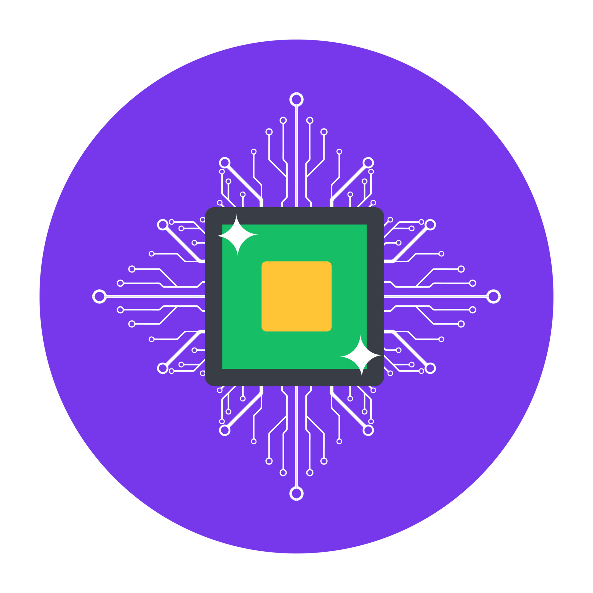 Microprocessor in editable flat rounded style 6747868 Vector Art at ...