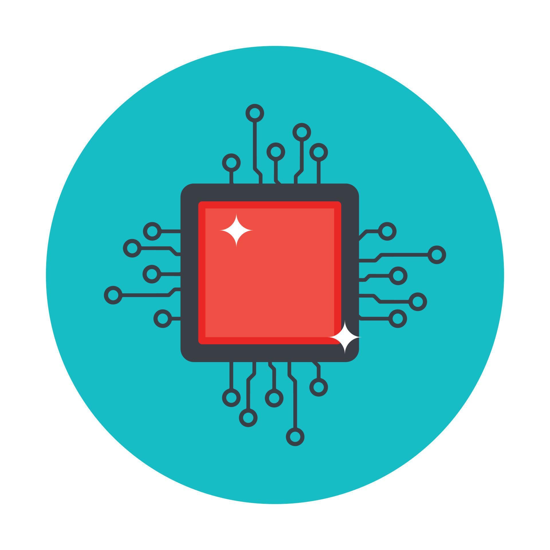 Microprocessor in editable flat rounded style 6748038 Vector Art at ...
